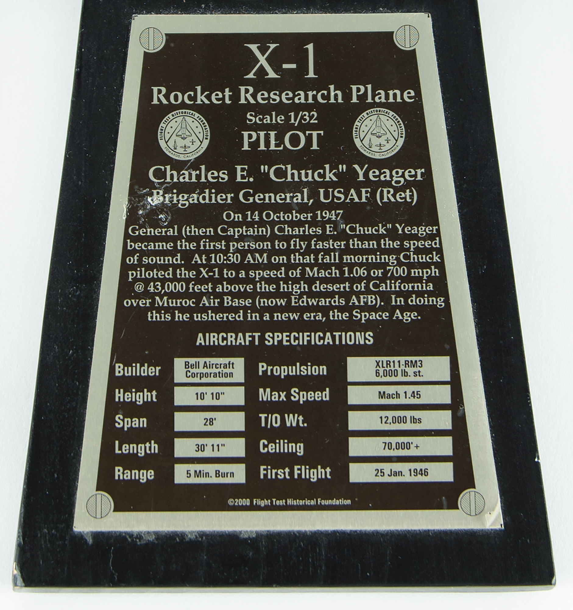 Chuck Yeager Signed ‘Glamorous Glennis’ Bell X-1 Model