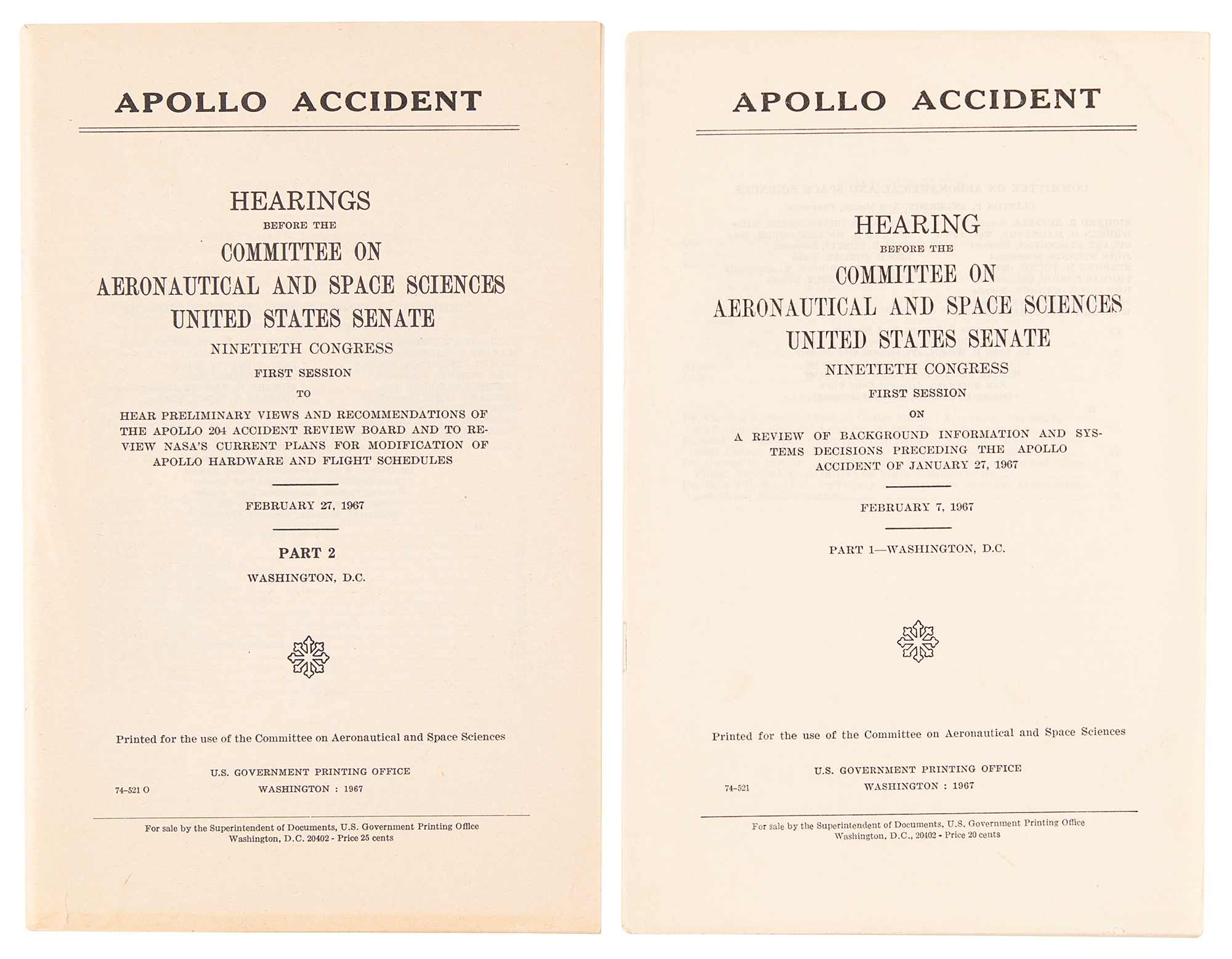 Apollo 1: Congressional Hearing Booklets (February 1967) | RR Auction