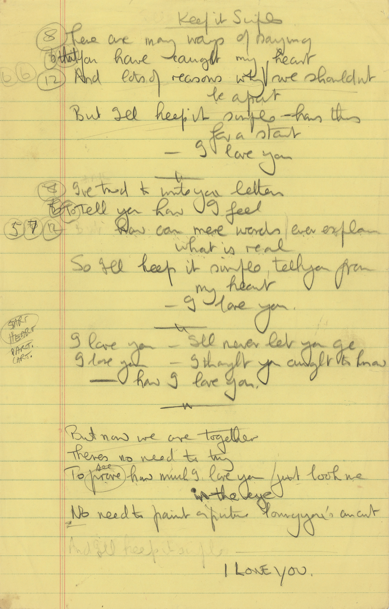 Mal Evans Handwritten Song Lyrics - 'Keep It Simple' | RR