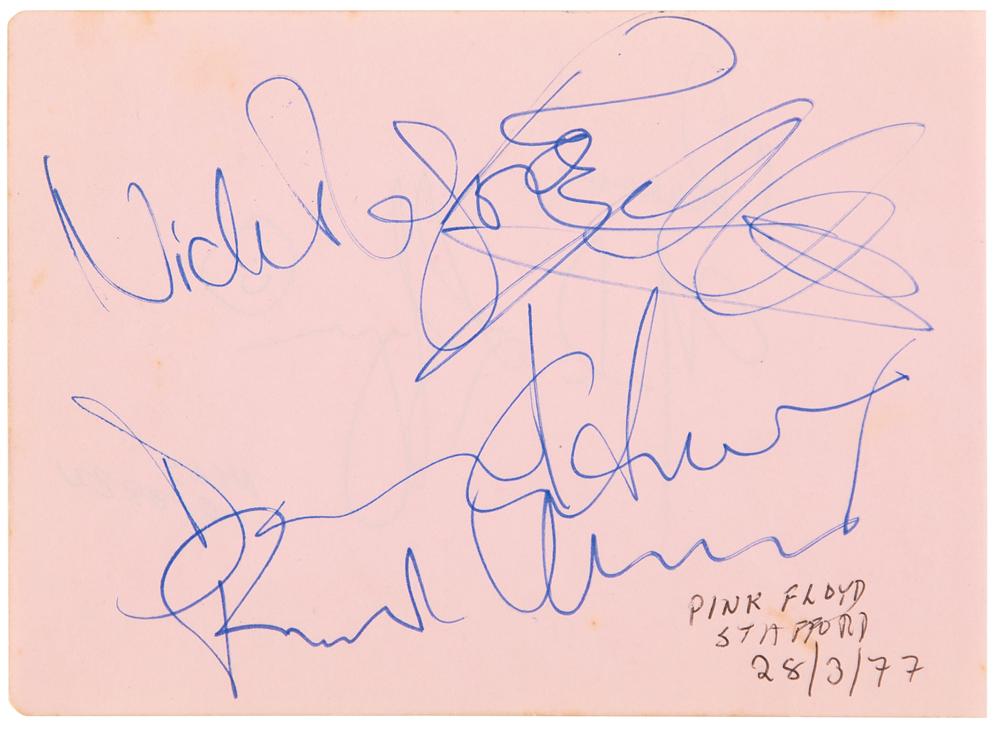 Pink Floyd Signatures - Dating to their 1977 In the Flesh Tour | RR