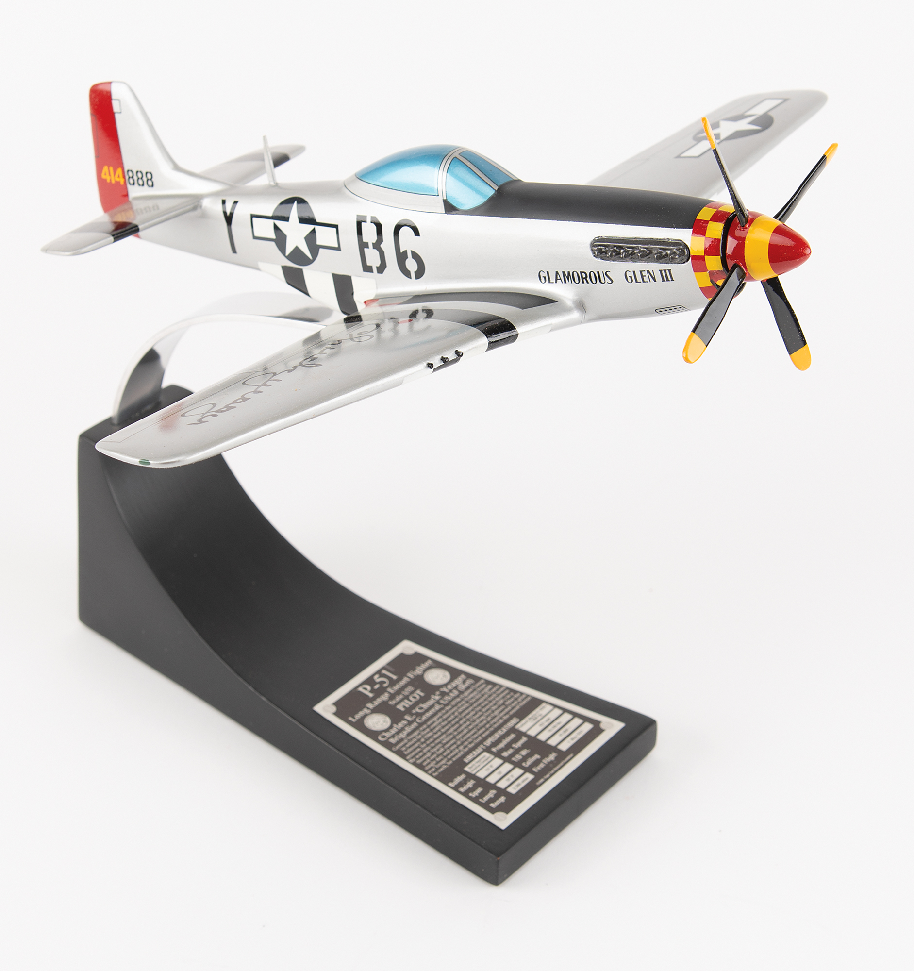 Chuck Yeager Signed 'Glamorous Glen III' P-51 Mustang Model