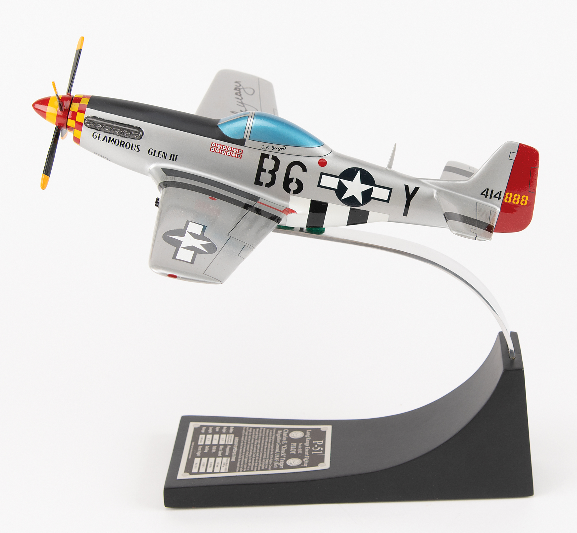 Chuck Yeager Signed 'Glamorous Glen III' P-51 Mustang Model