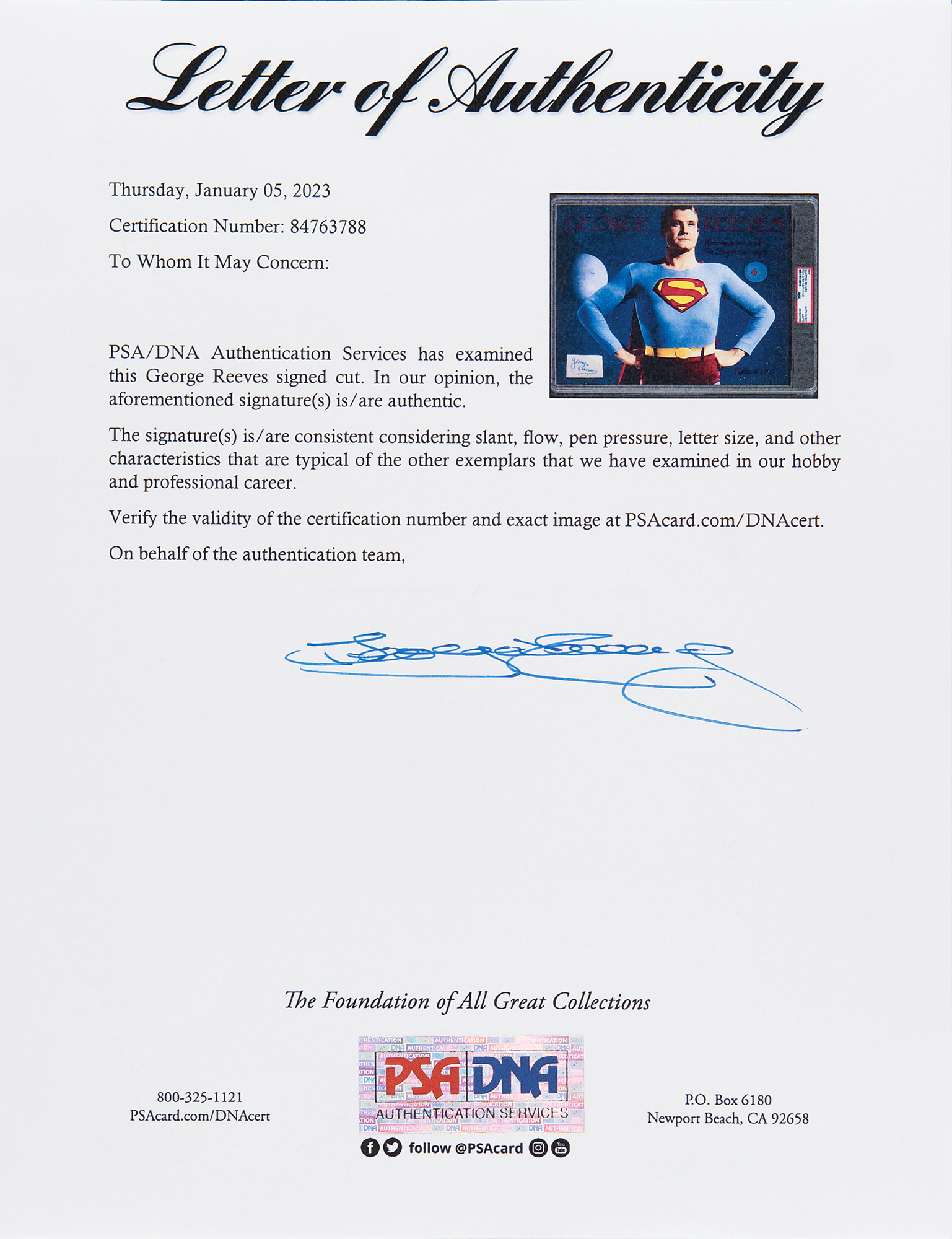 George Reeves Signature | RR Auction