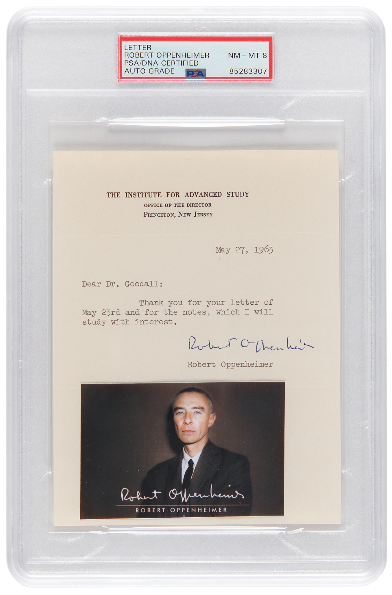 Robert Oppenheimer Typed Letter Signed to MIT Researcher - PSA NM-MT 8