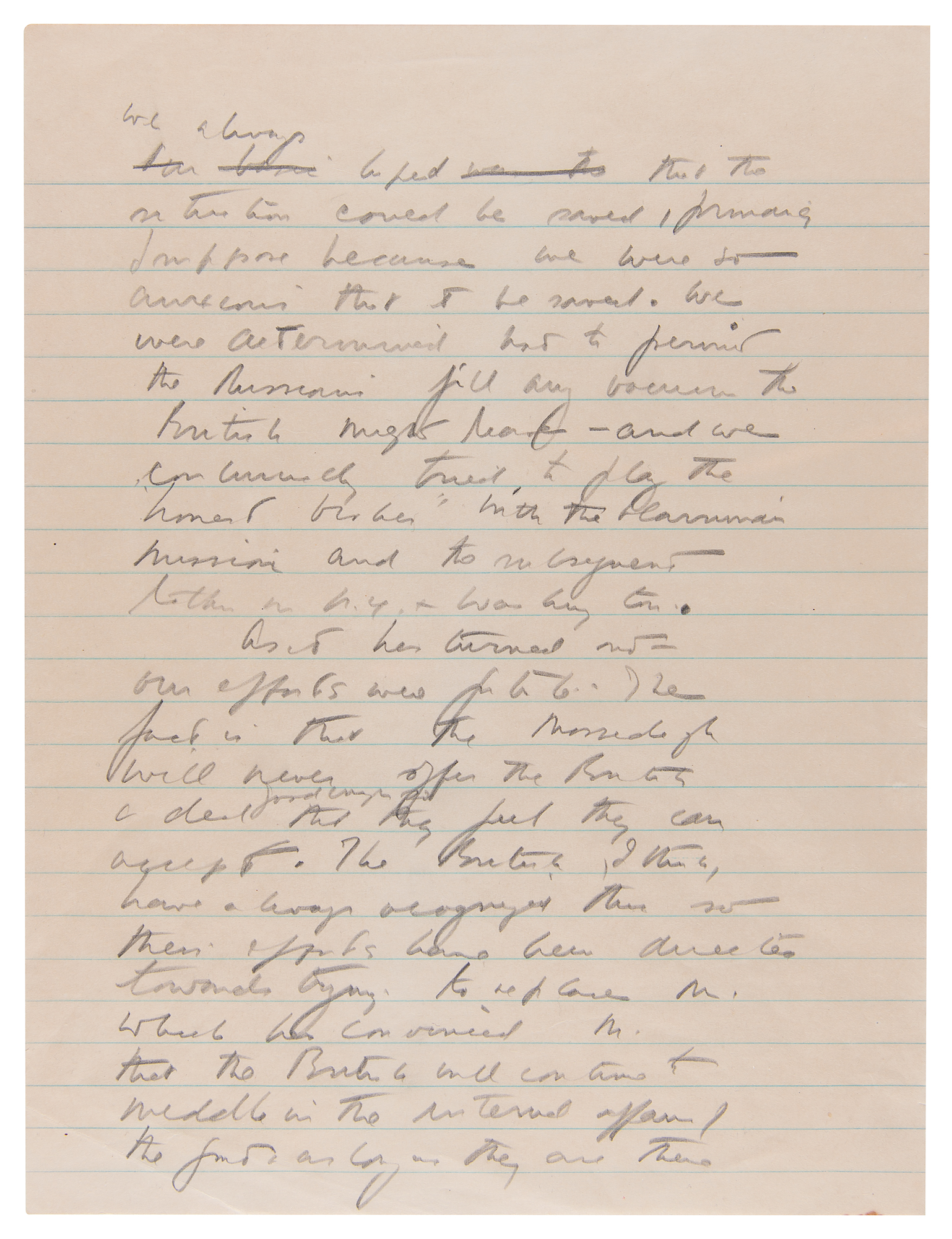 John F. Kennedy Handwritten Manuscript on Security in the Middle East: