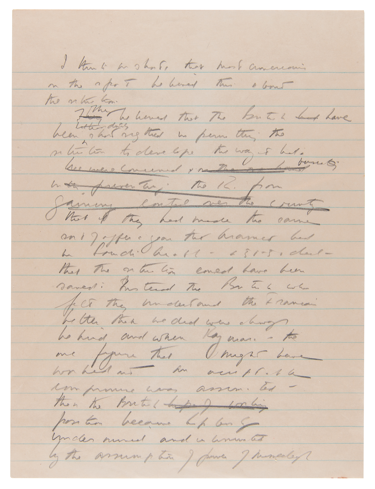 John F. Kennedy Handwritten Manuscript on Security in the Middle East: