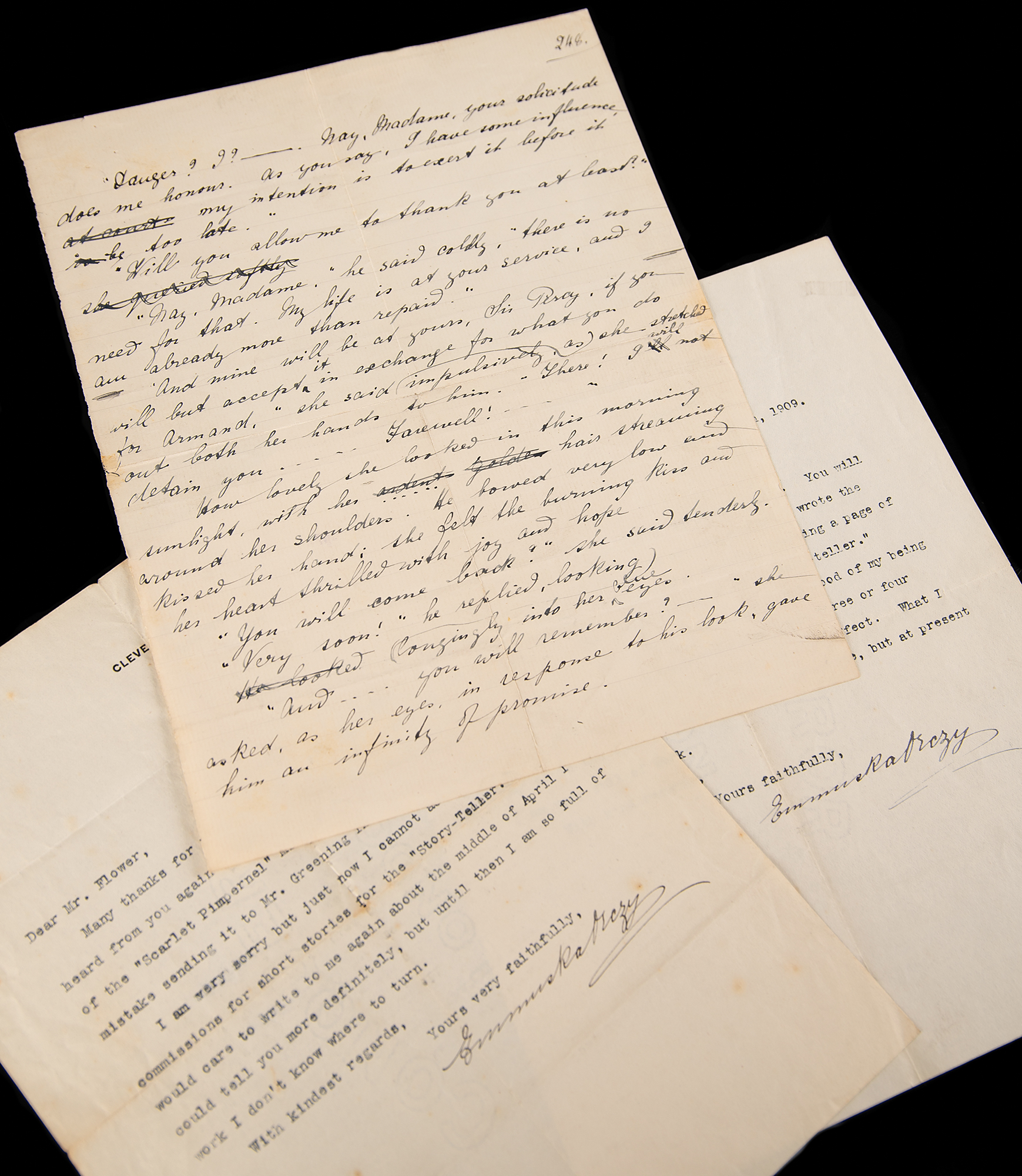 Baroness Emma Orczy Handwritten Manuscript Page from The Scarlet