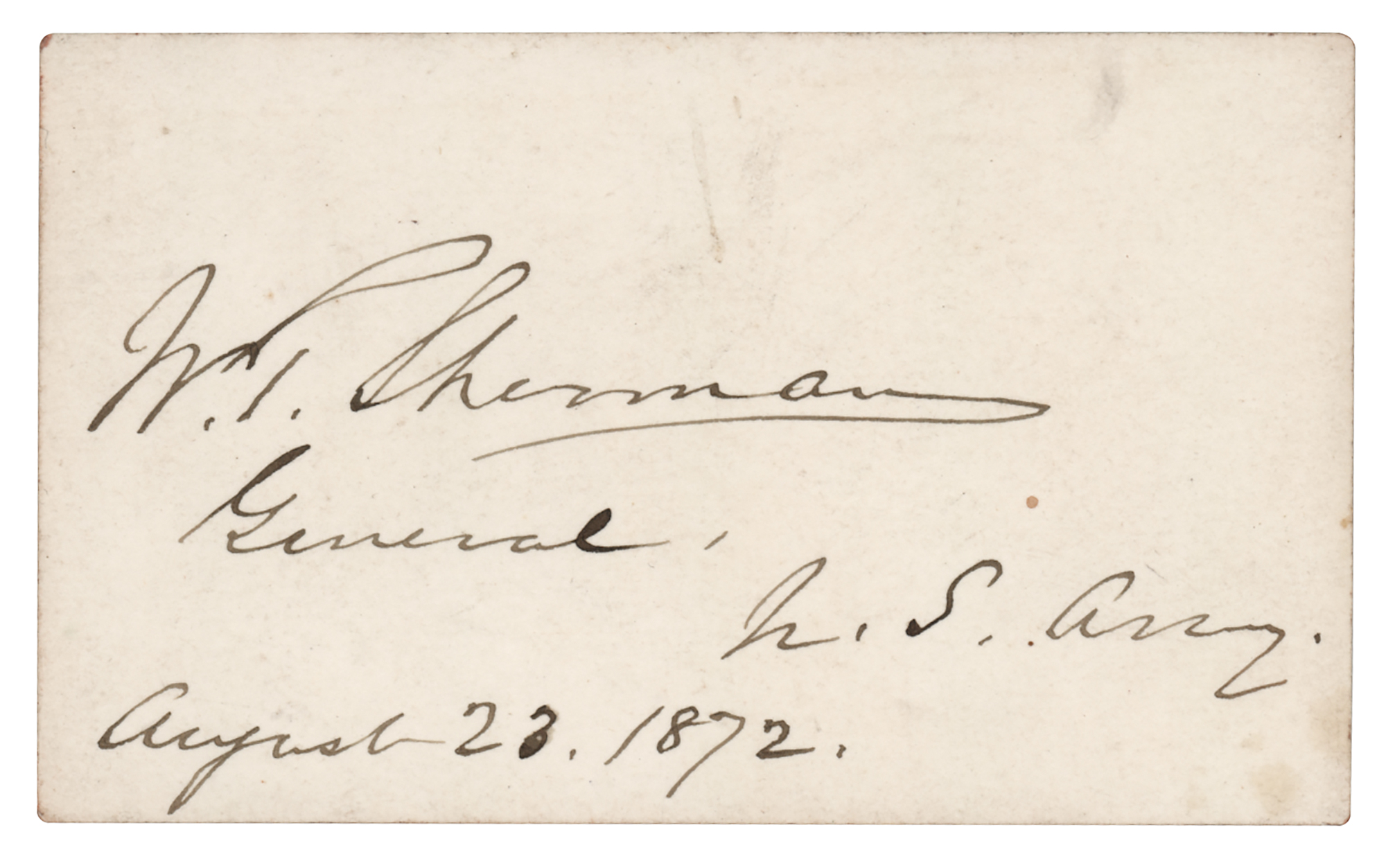 William T. Sherman Signed 'Commander in Chief' Visiting Card | RR