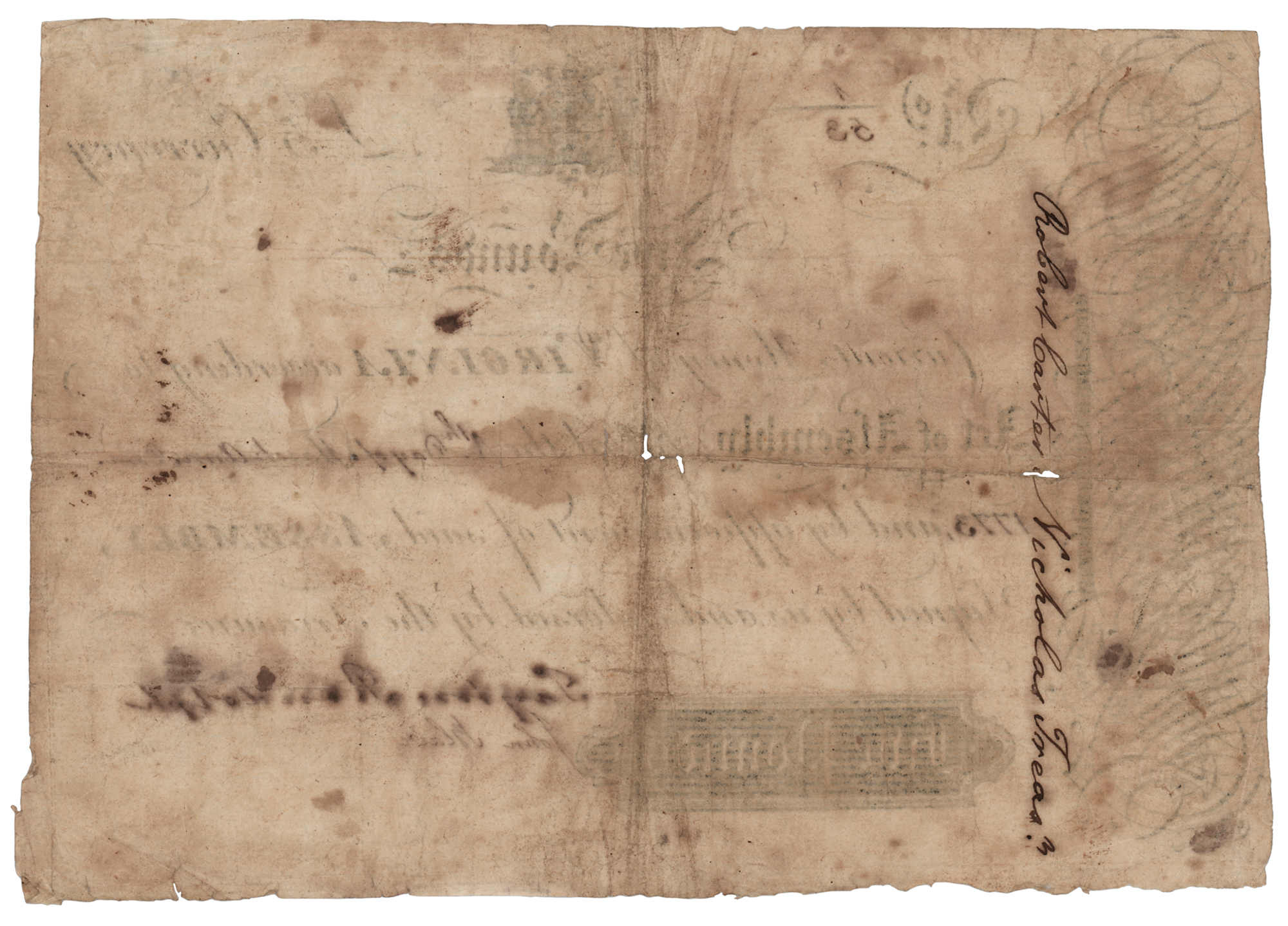 Peyton Randolph and John Blair, Jr. Signed Virginia Colonial Currency