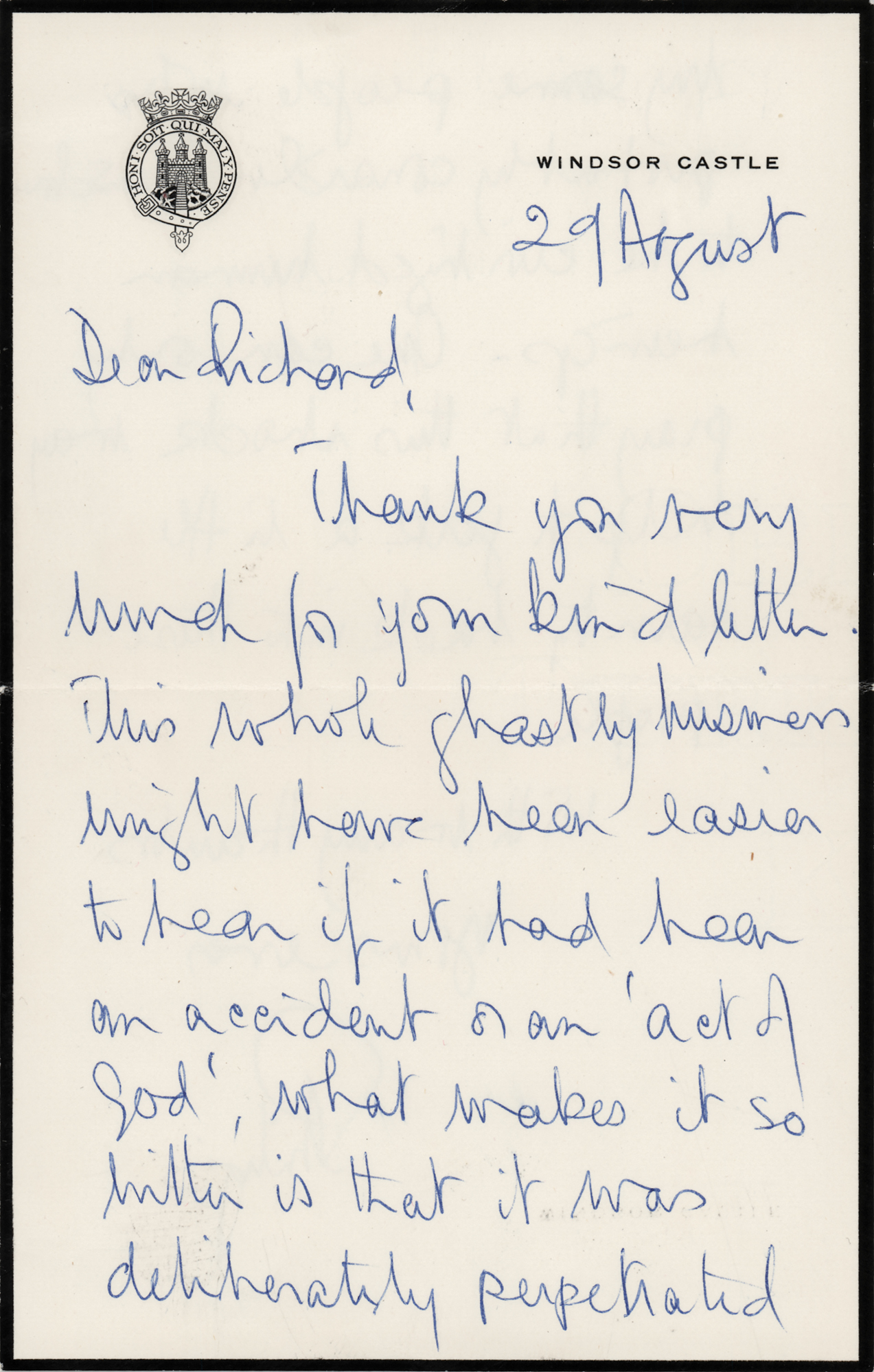 Prince Philip Autograph Letter Signed on the Death of Lord Mountbatten