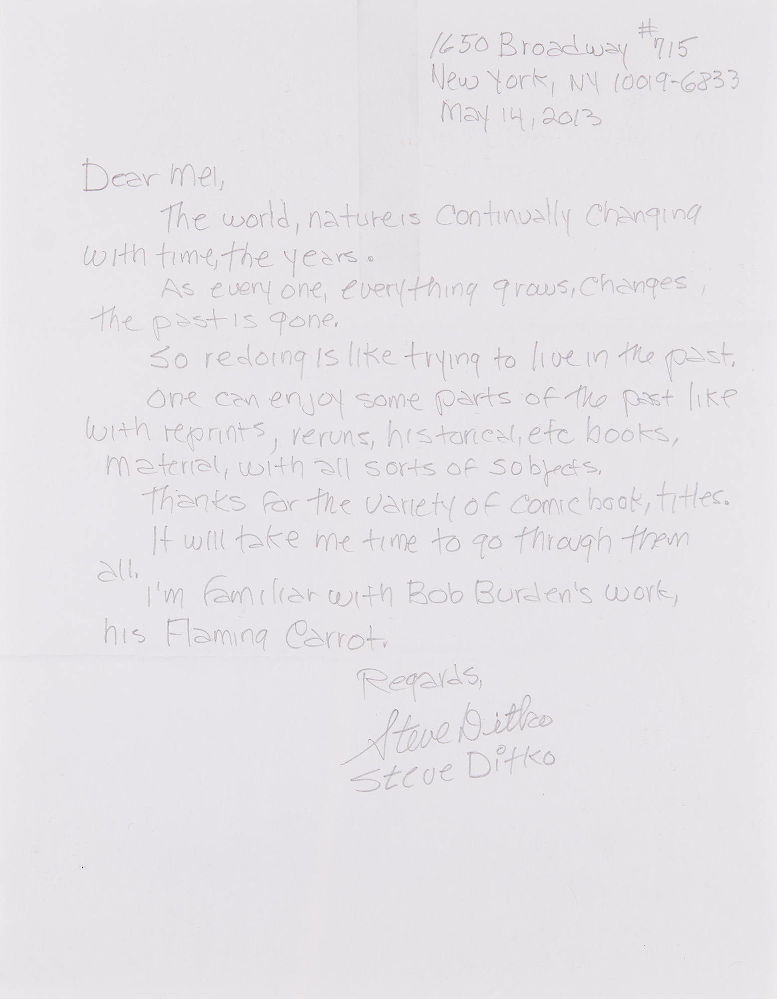 Steve Ditko Autograph Letter Signed | RR Auction