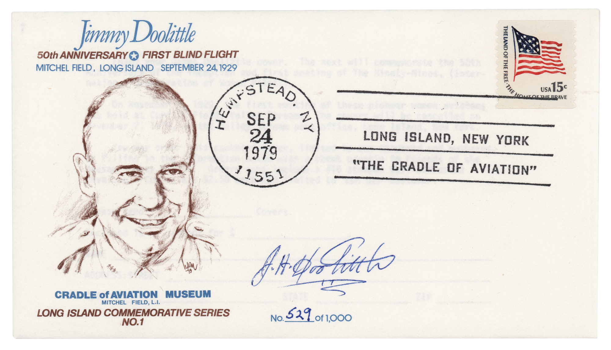 James H. Doolittle Signed Commemorative Cover (Ltd. Ed. #529/1000)
