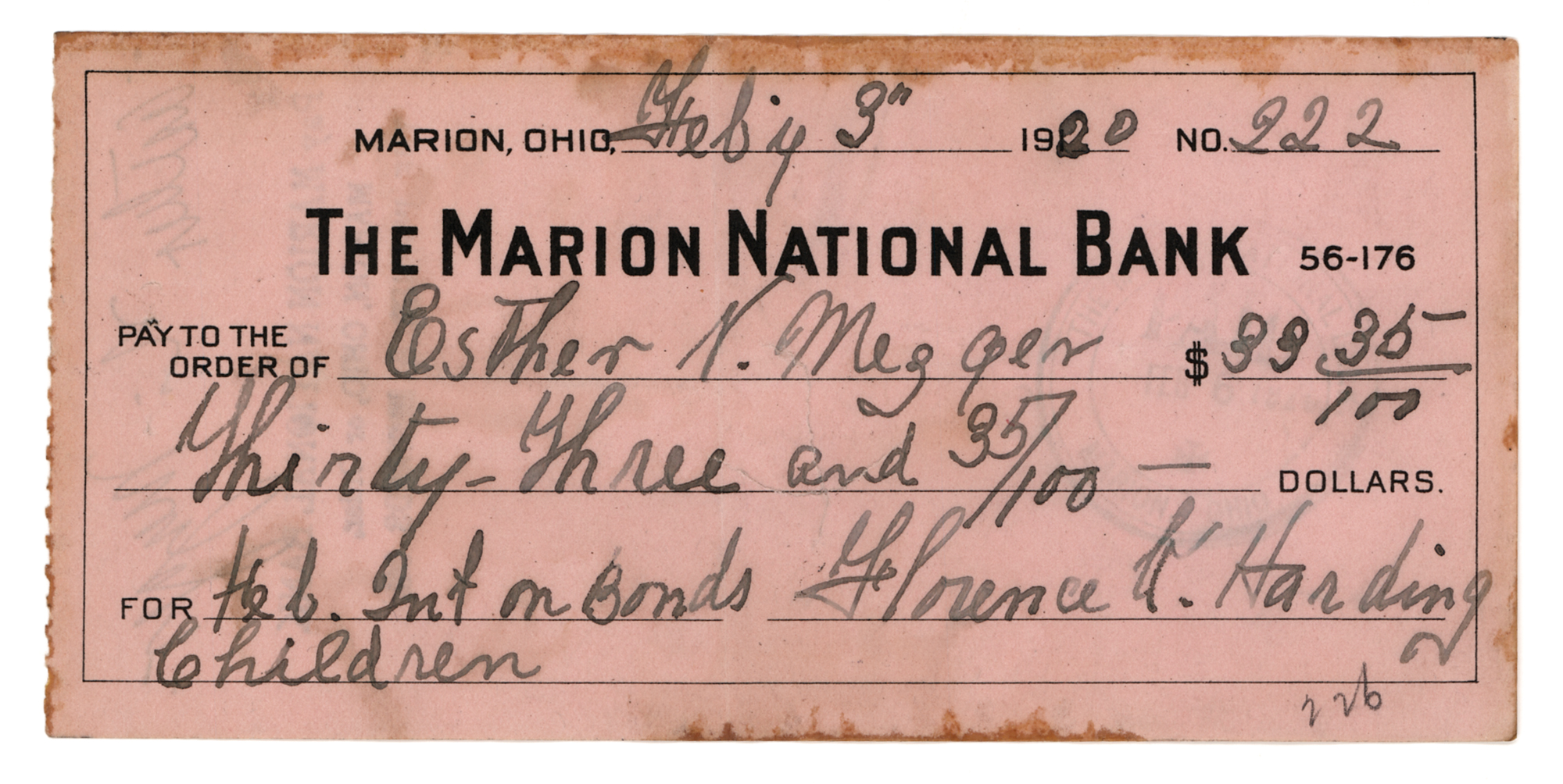 Florence Kling Harding Signed Check | RR Auction