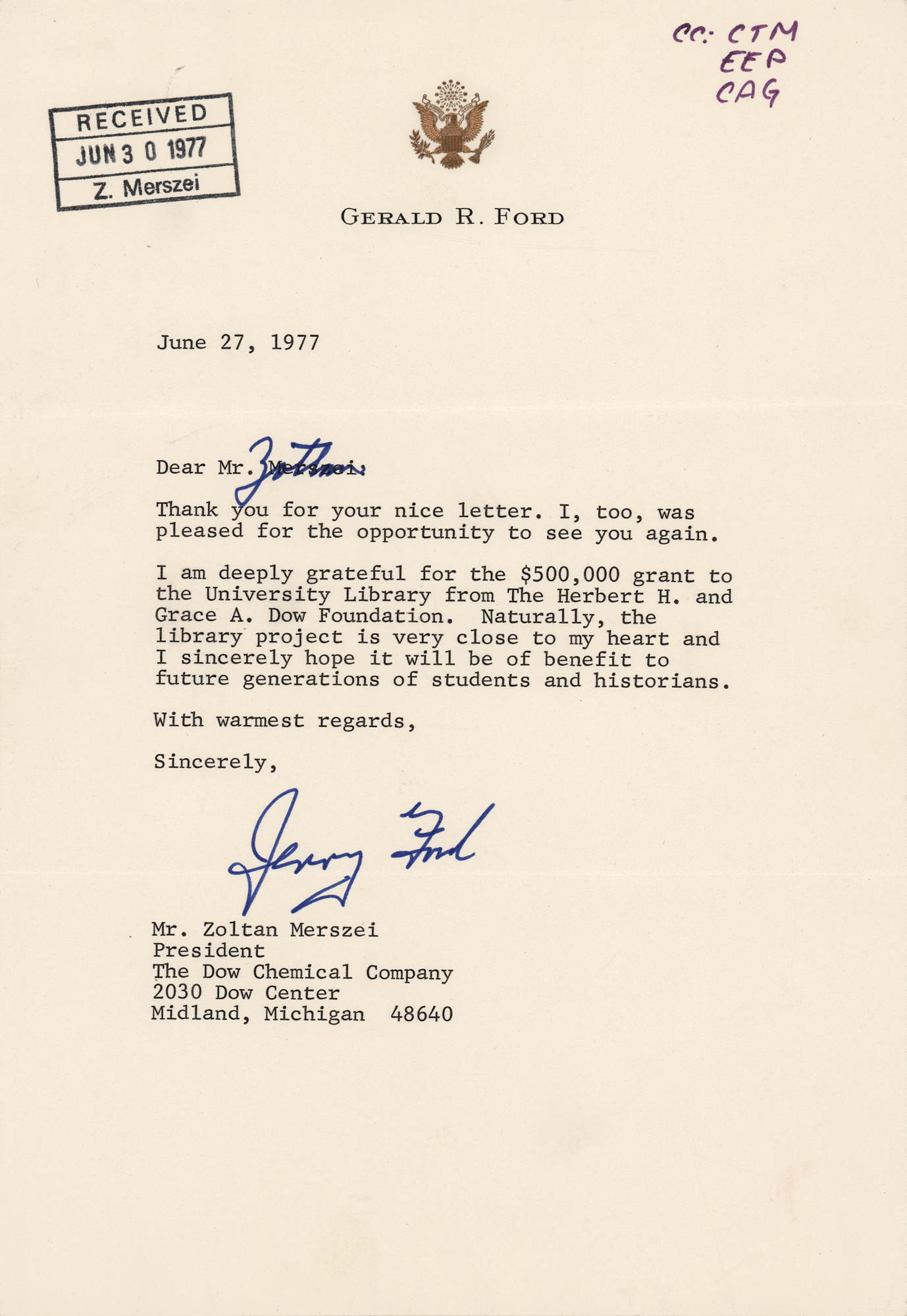 Gerald Ford Typed Letter Signed | RR Auction