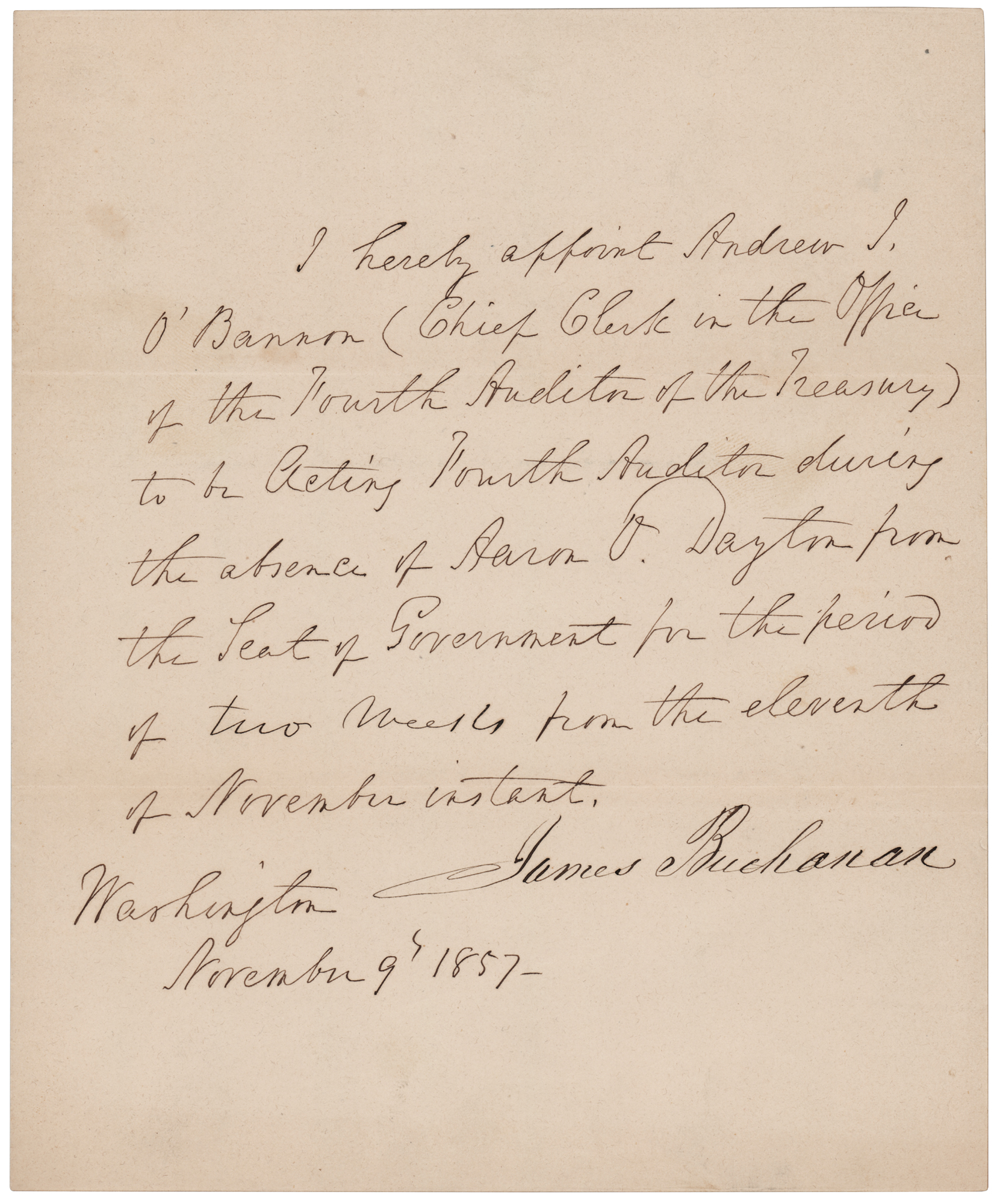 James Buchanan Document Signed as President | RR Auction