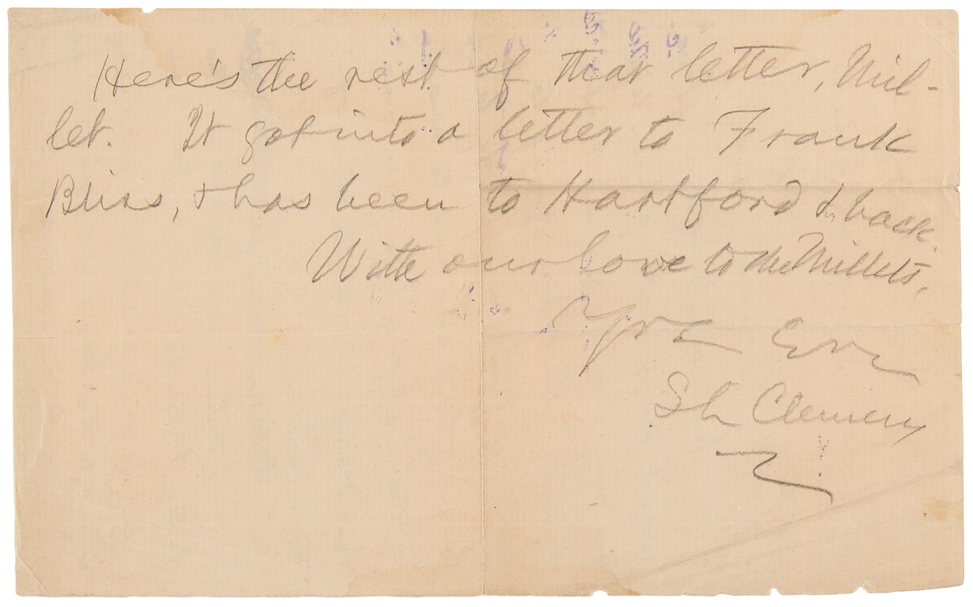Samuel L. Clemens Autograph Letter Signed to Artist Francis Davis