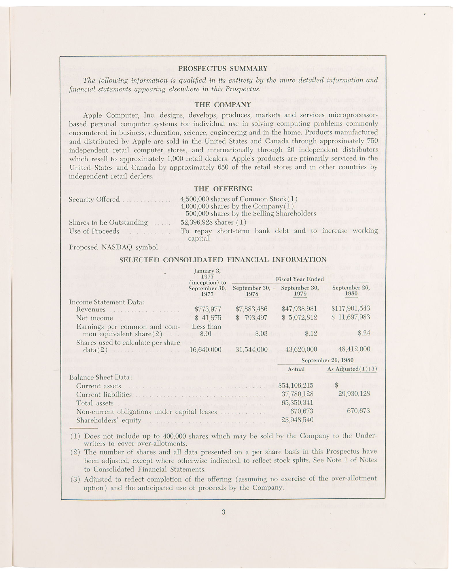 Apple Computer, Inc. Original IPO Prospectus (December 12, 1980) with