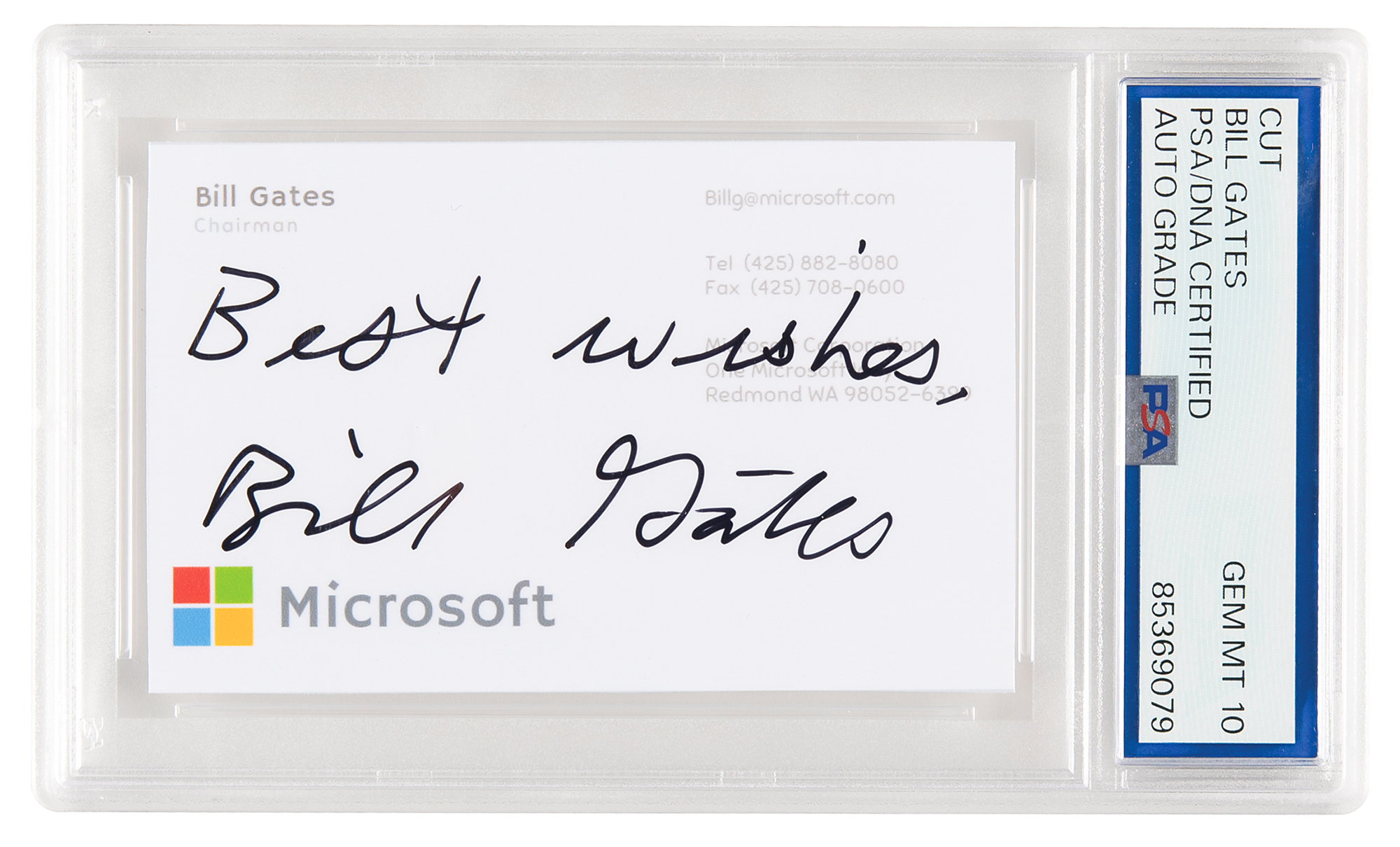 Bill Gates Signature on Facsimile Business Card - PSA GEM MINT 10 | RR