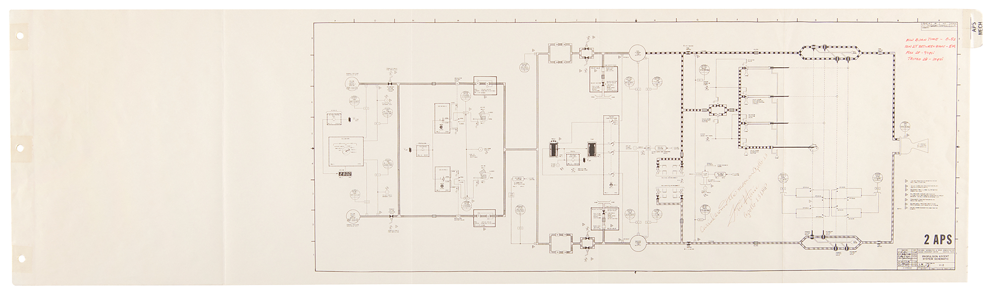 Apollo 13 Flown LM Systems Data Schematic Signed by Fred Haise - From