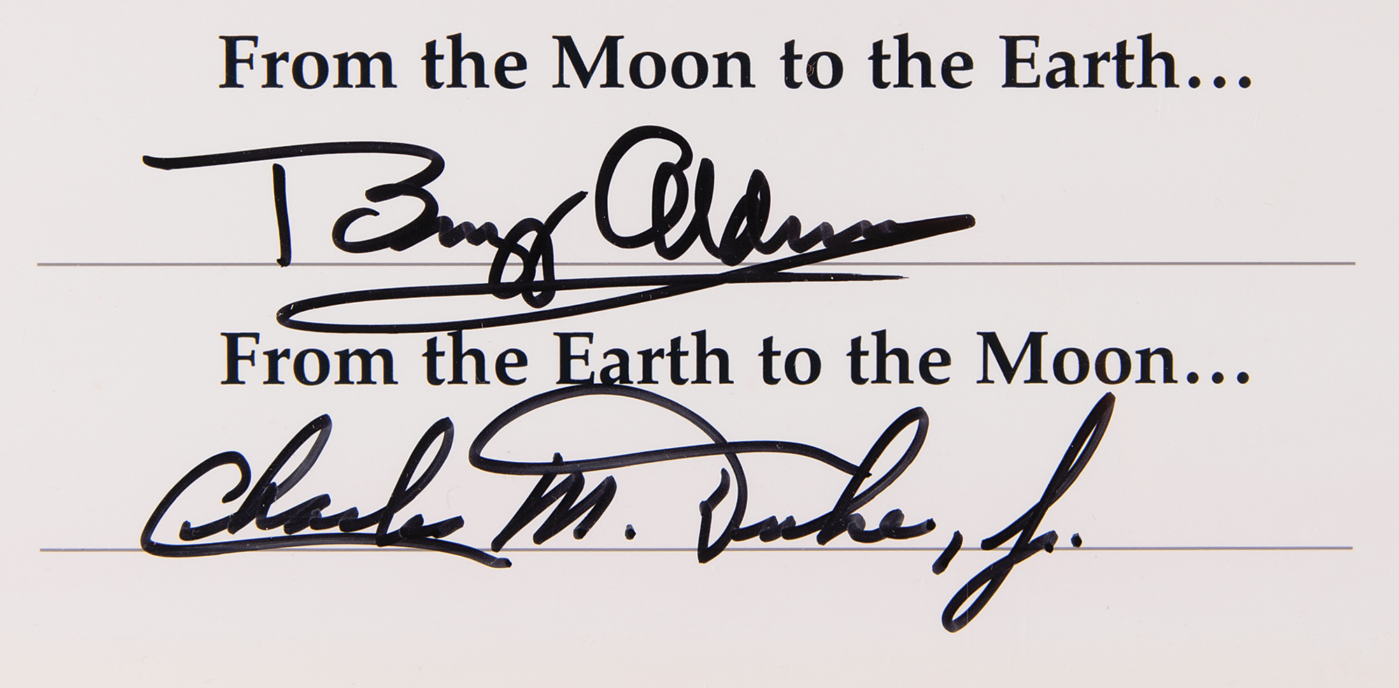 Buzz Aldrin and Charlie Duke Signed Print - 'The First Words Ever