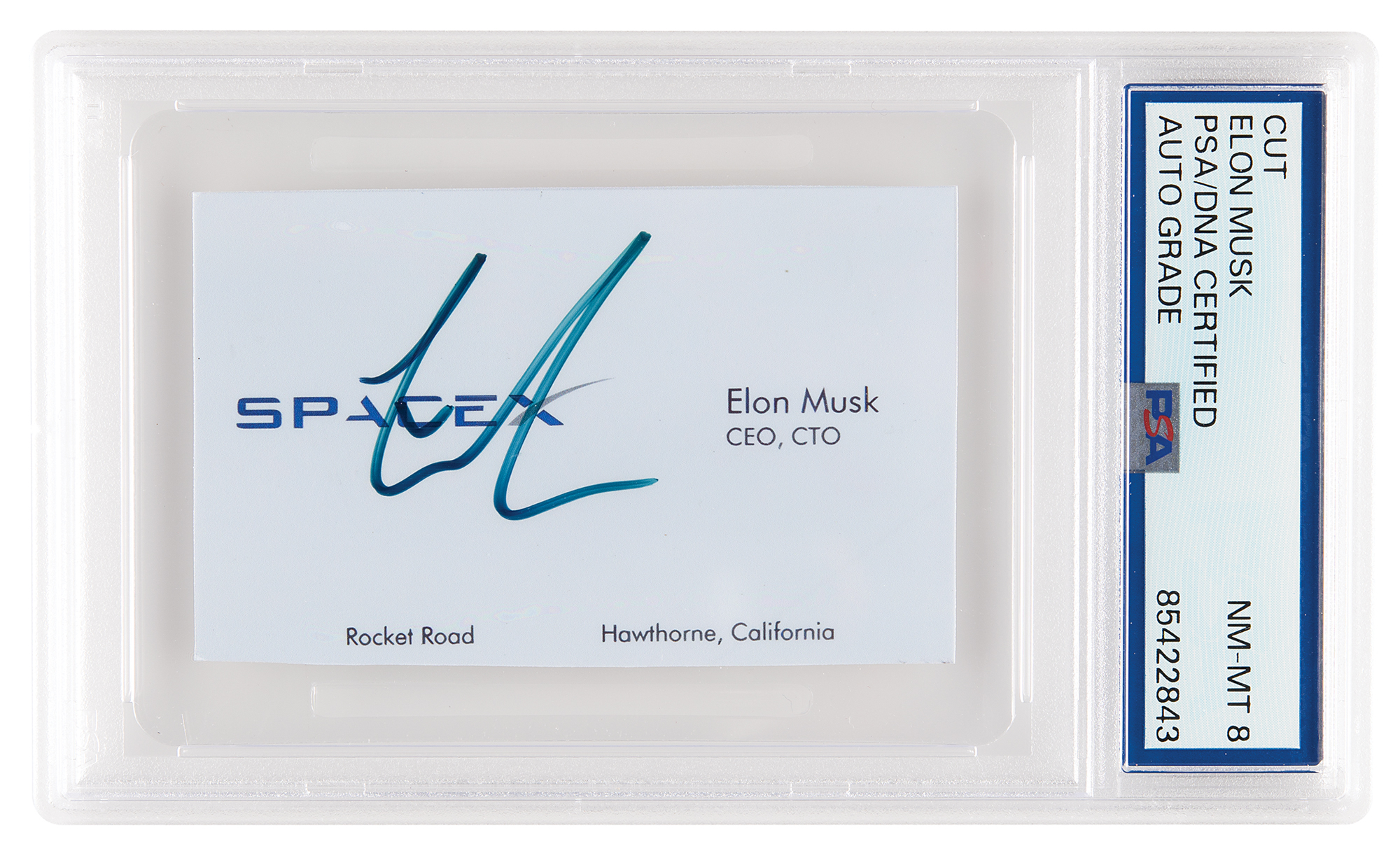 Elon Musk Signature on Facsimile Business Card - PSA NM-MT 8 | RR