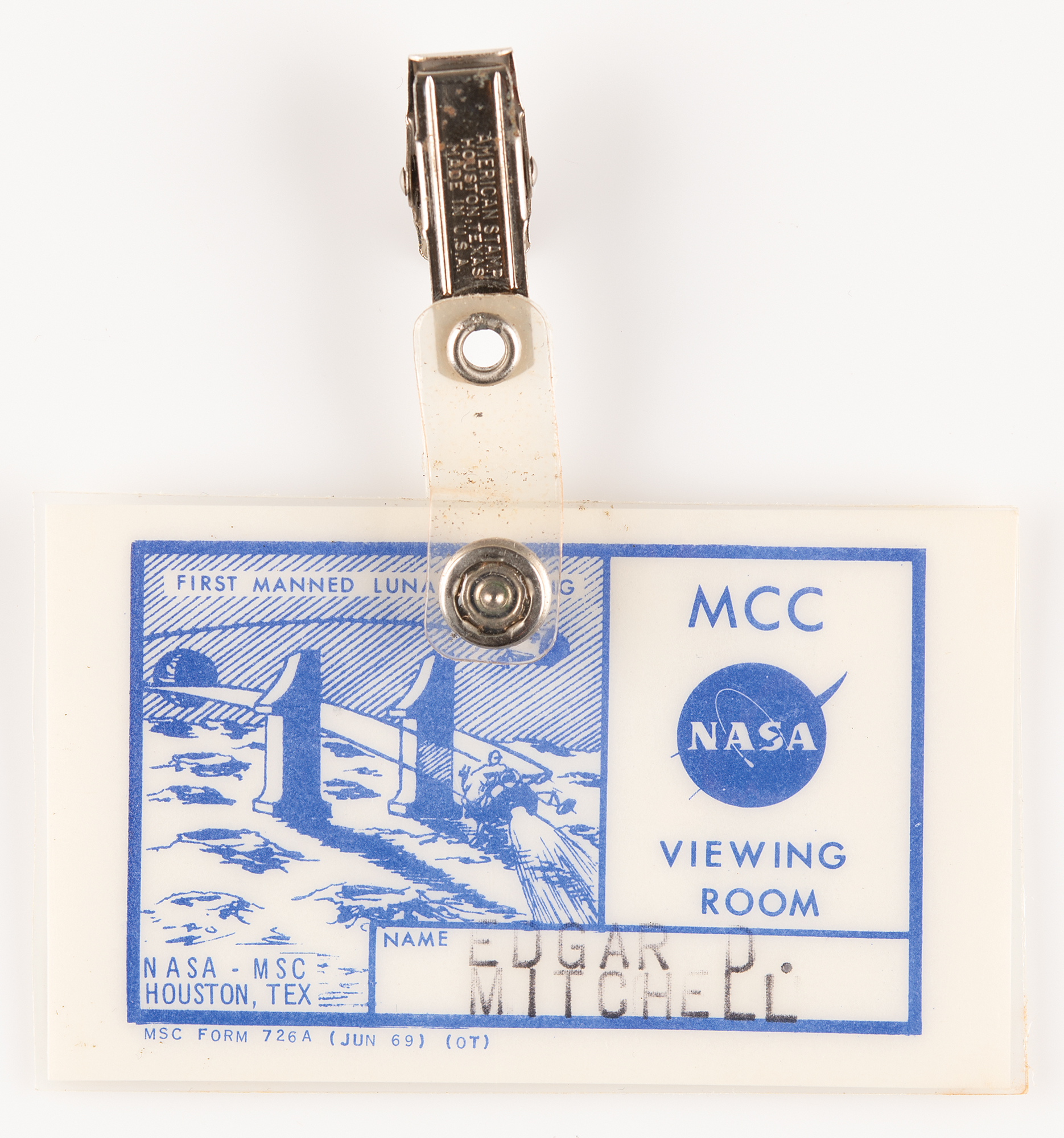 Apollo 11 MCC Viewing Room Badge - From the Personal Collection of