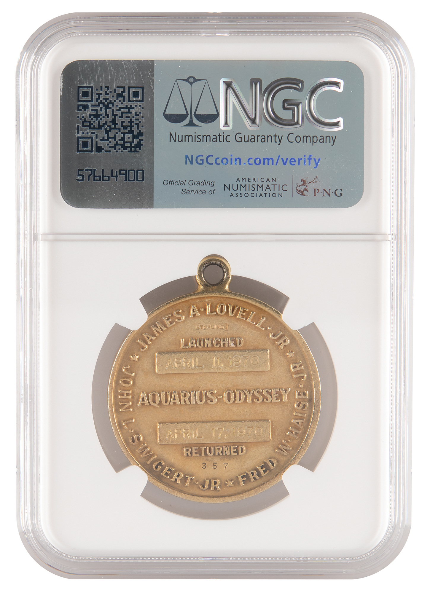 Apollo 13 Flown Robbins Medallion - From the Personal Collection of