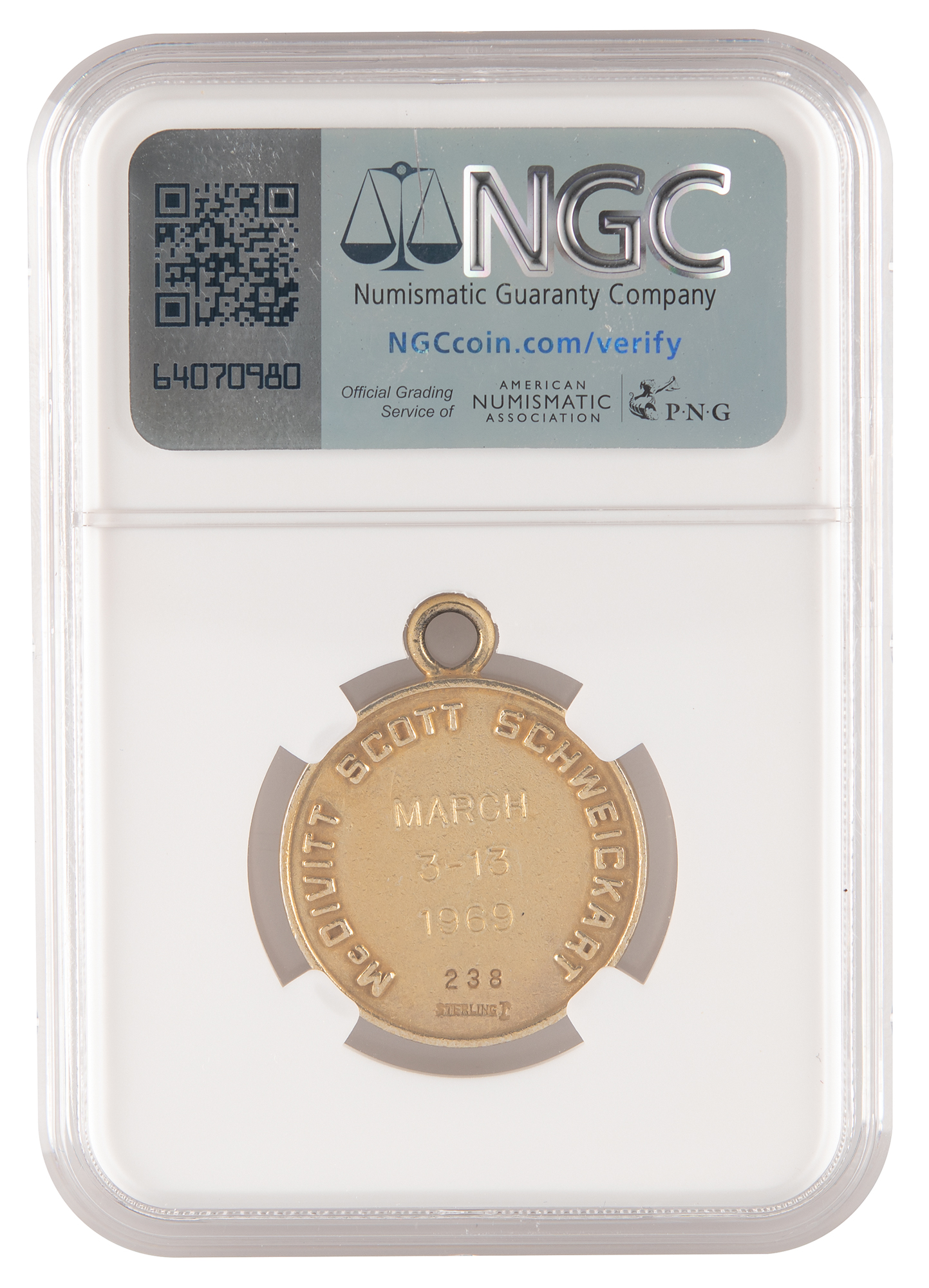 Apollo 9 Flown Robbins Medallion - From the Personal Collection of