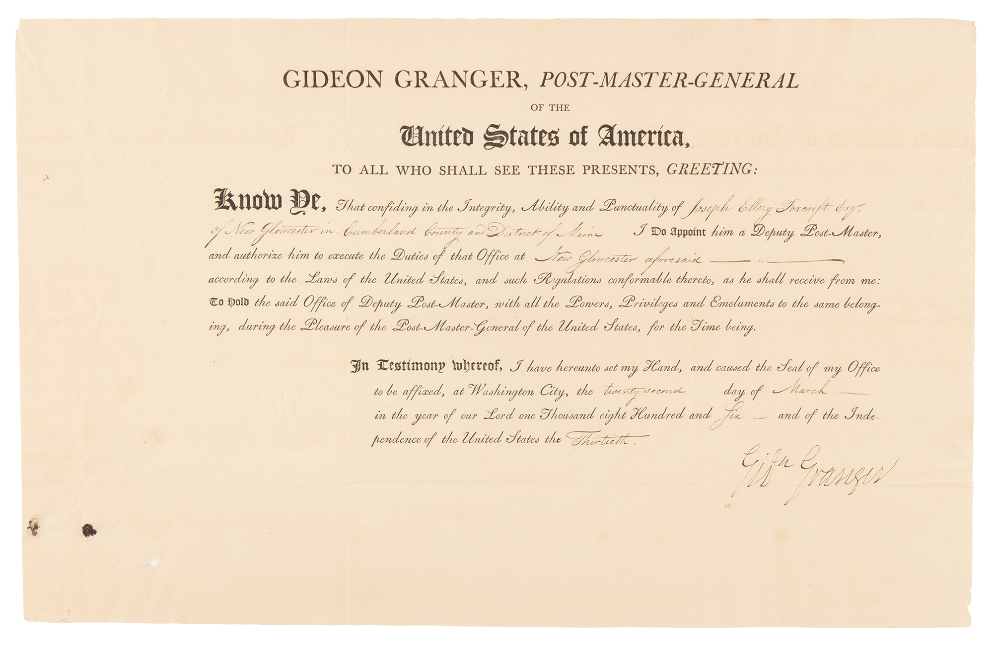 19th-Century Postmasters General (5) Document Signed | RR Auction