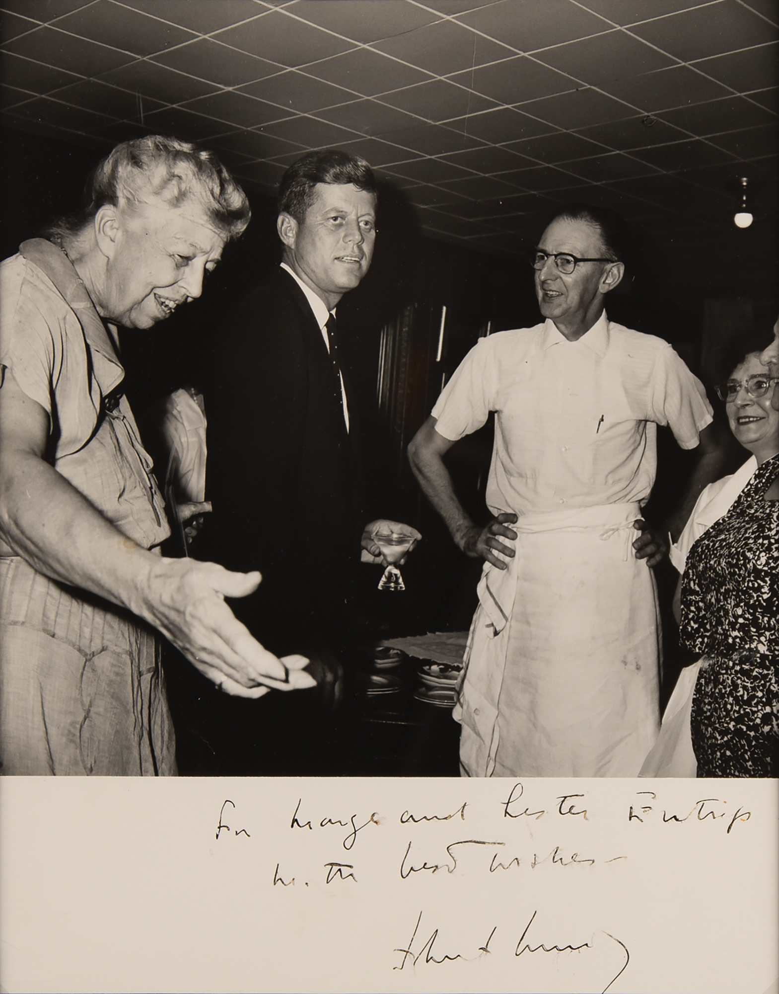 John F. Kennedy Signed Photograph to Eleanor Roosevelt's Cook and