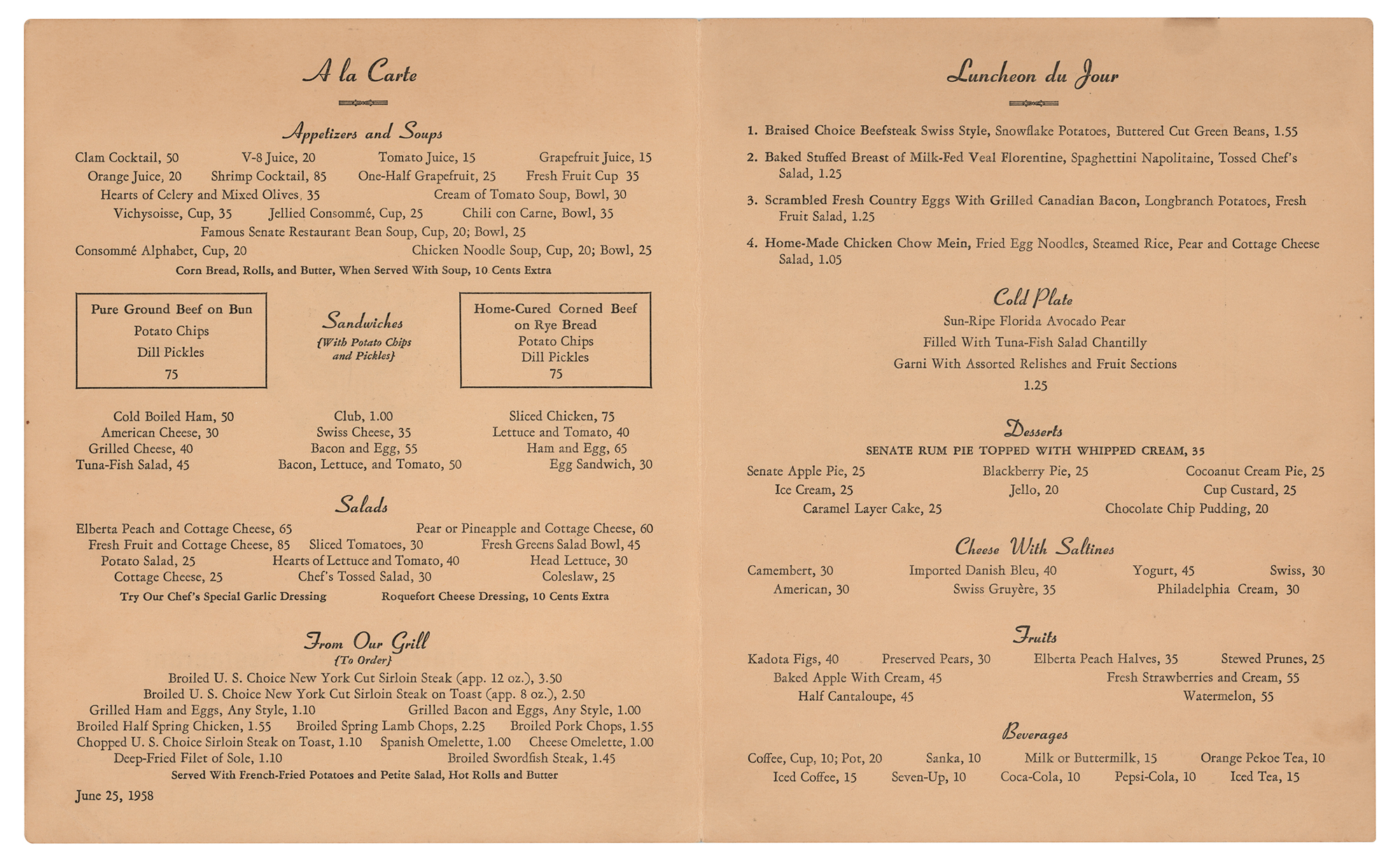 John F. Kennedy and Lyndon B. Johnson Signed Menu from the United
