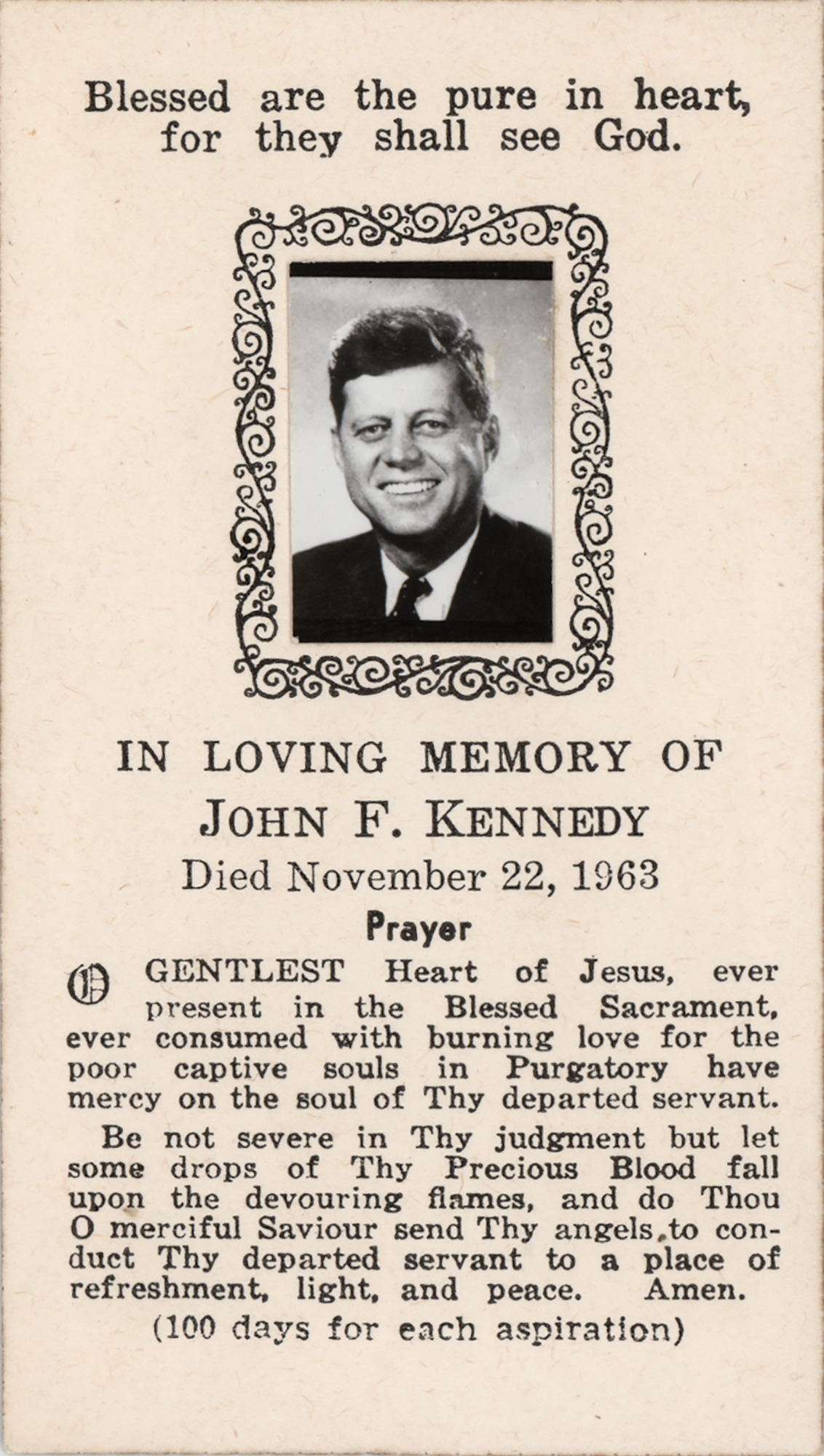 John F. Kennedy Prayer Card | RR Auction