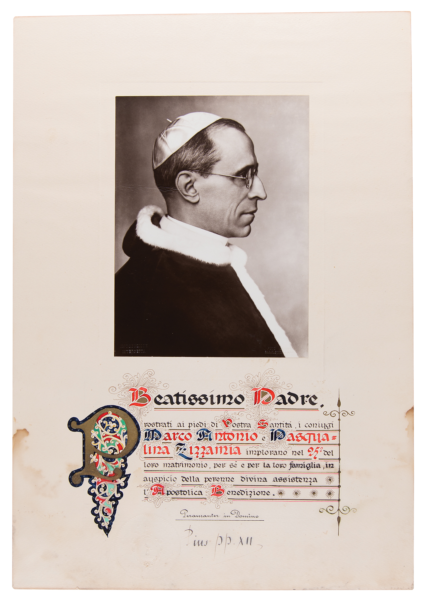 Pope Pius XII Signed Apostolic Blessing | RR Auction