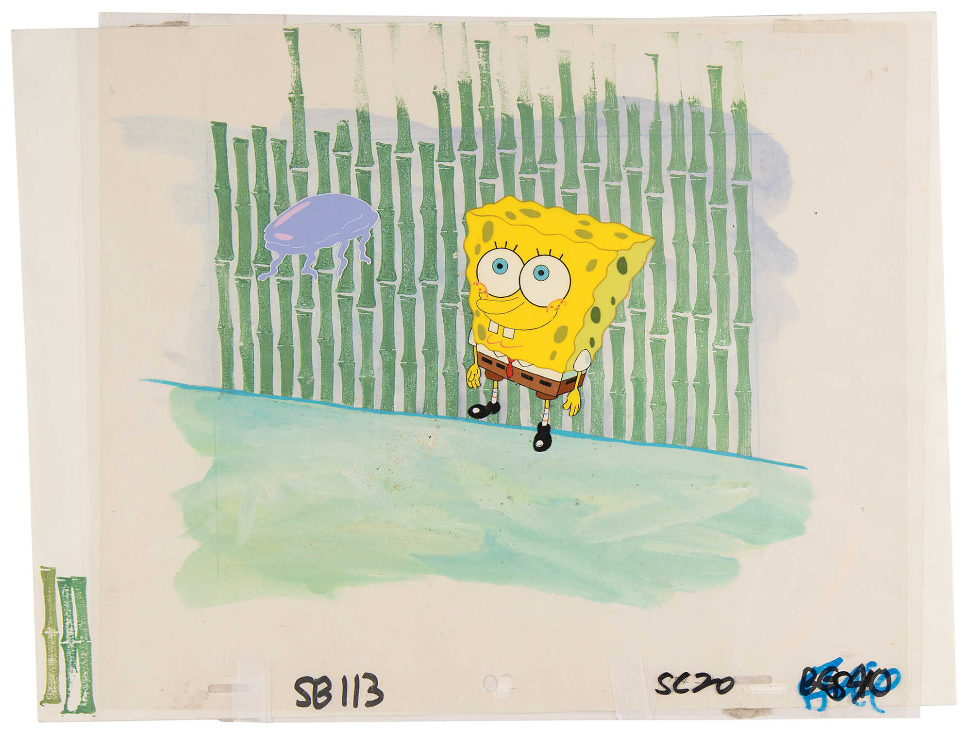 SpongeBob production cel and master production background from