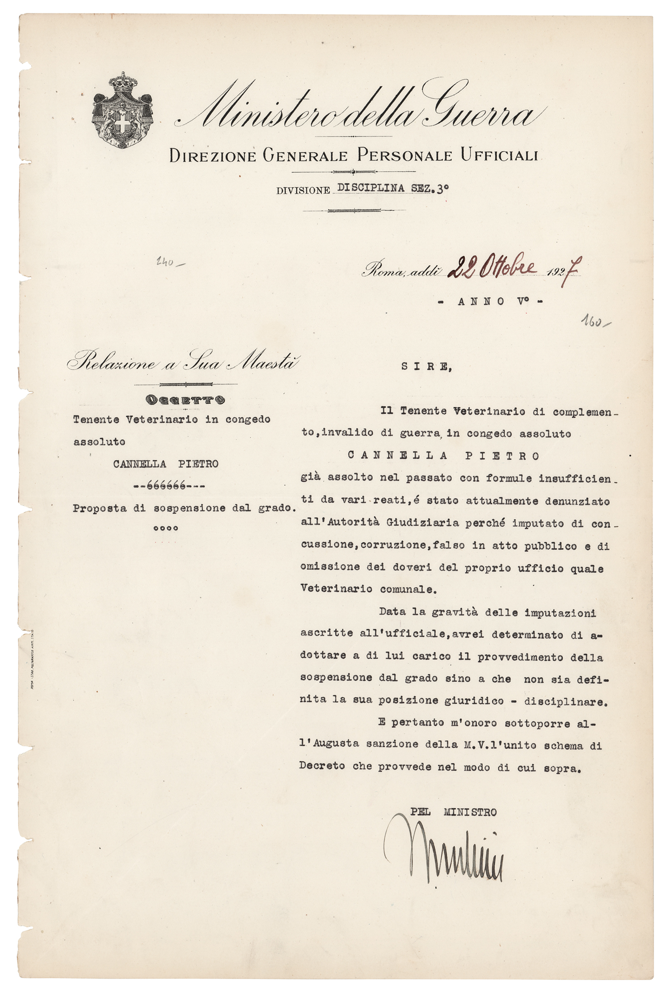 Benito Mussolini Document Signed | RR Auction