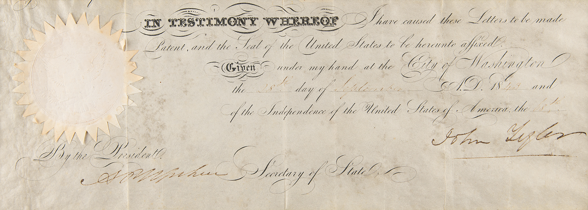 John Tyler Partial Document Signed as President | RR Auction