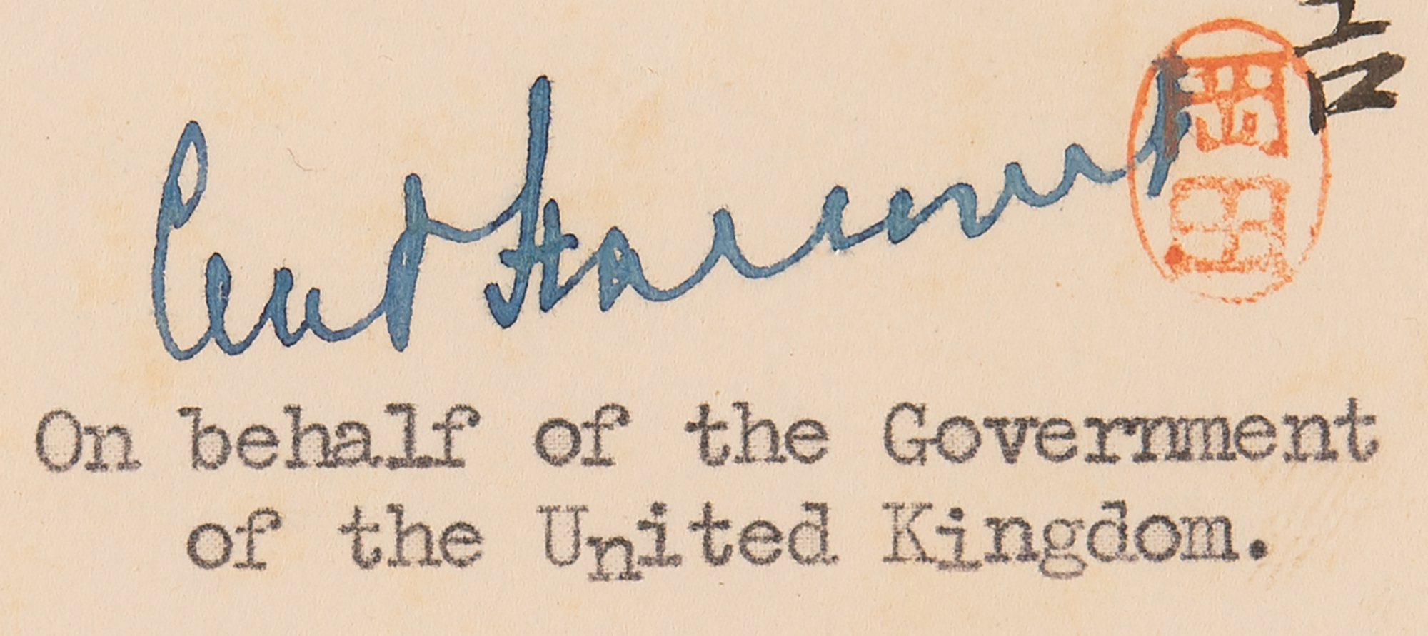 Japan 'Instrument of Surrender' Document Ceding Hong Kong to the