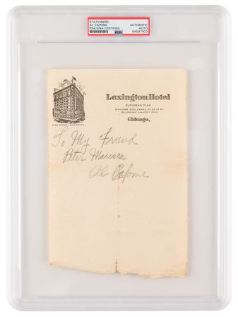 Al Capone Signature - Obtained at the Lexington Hotel in Chicago