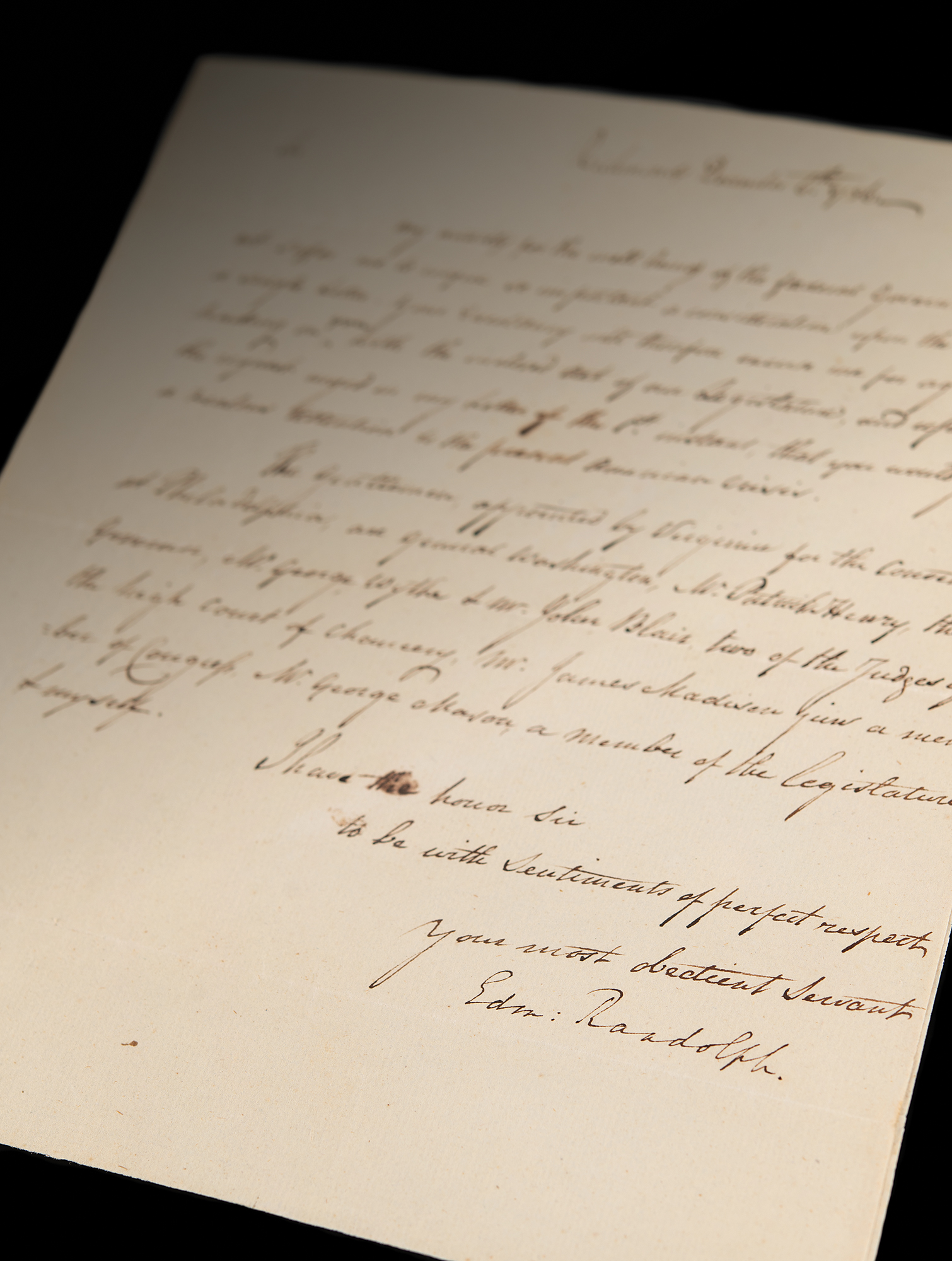 Edmund Randolph Names George Washington and James Madison Among the