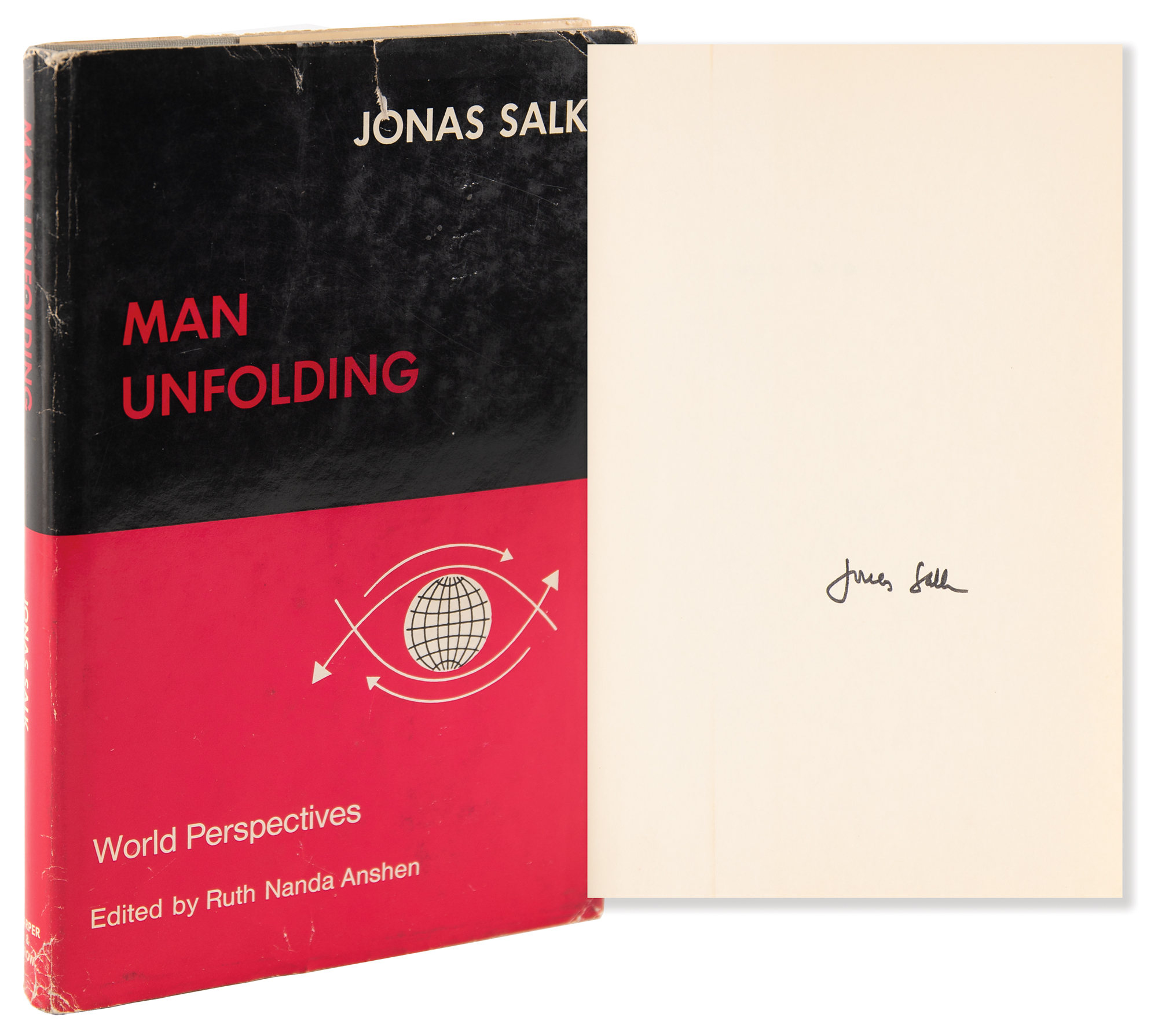 Jonas Salk Signed Book - Man Unfolding | RR Auction
