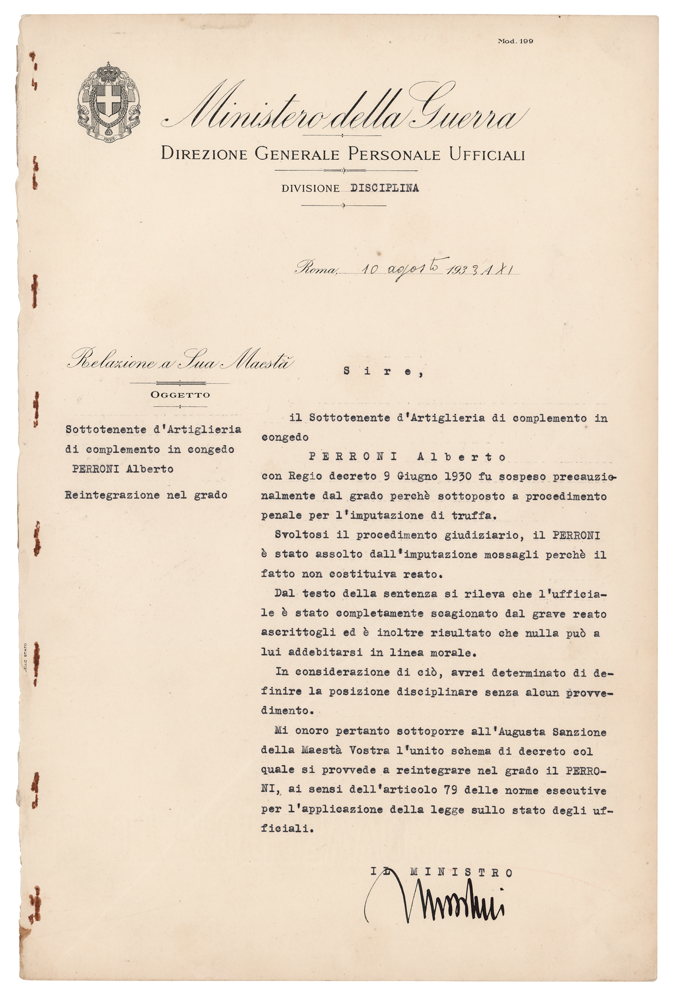 Benito Mussolini Document Signed | RR Auction