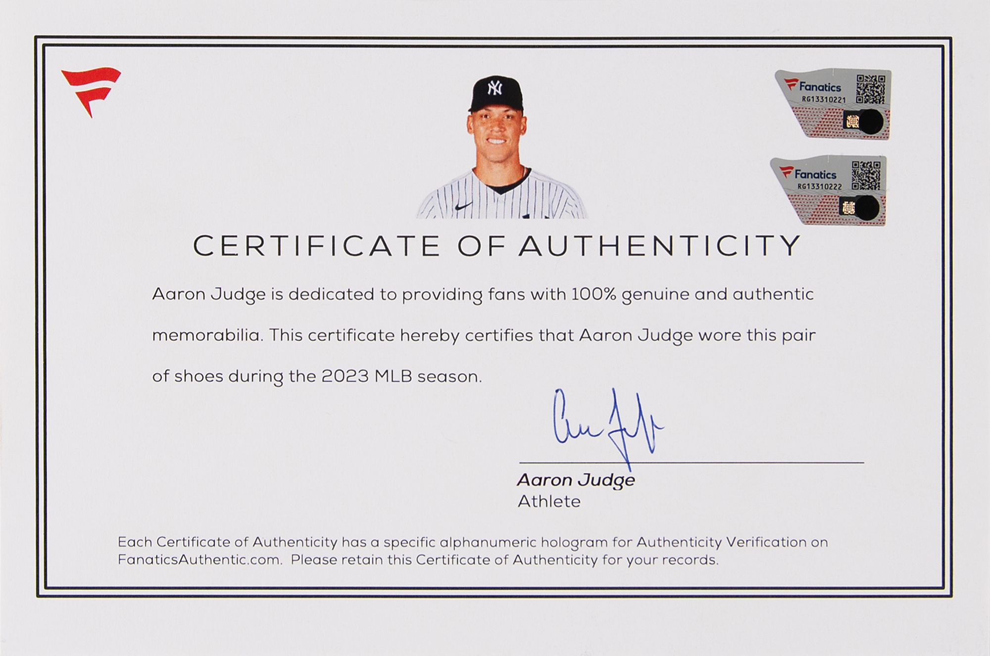 Aaron Judge Signed Personally-Worn Shoes (2023) | RR Auction