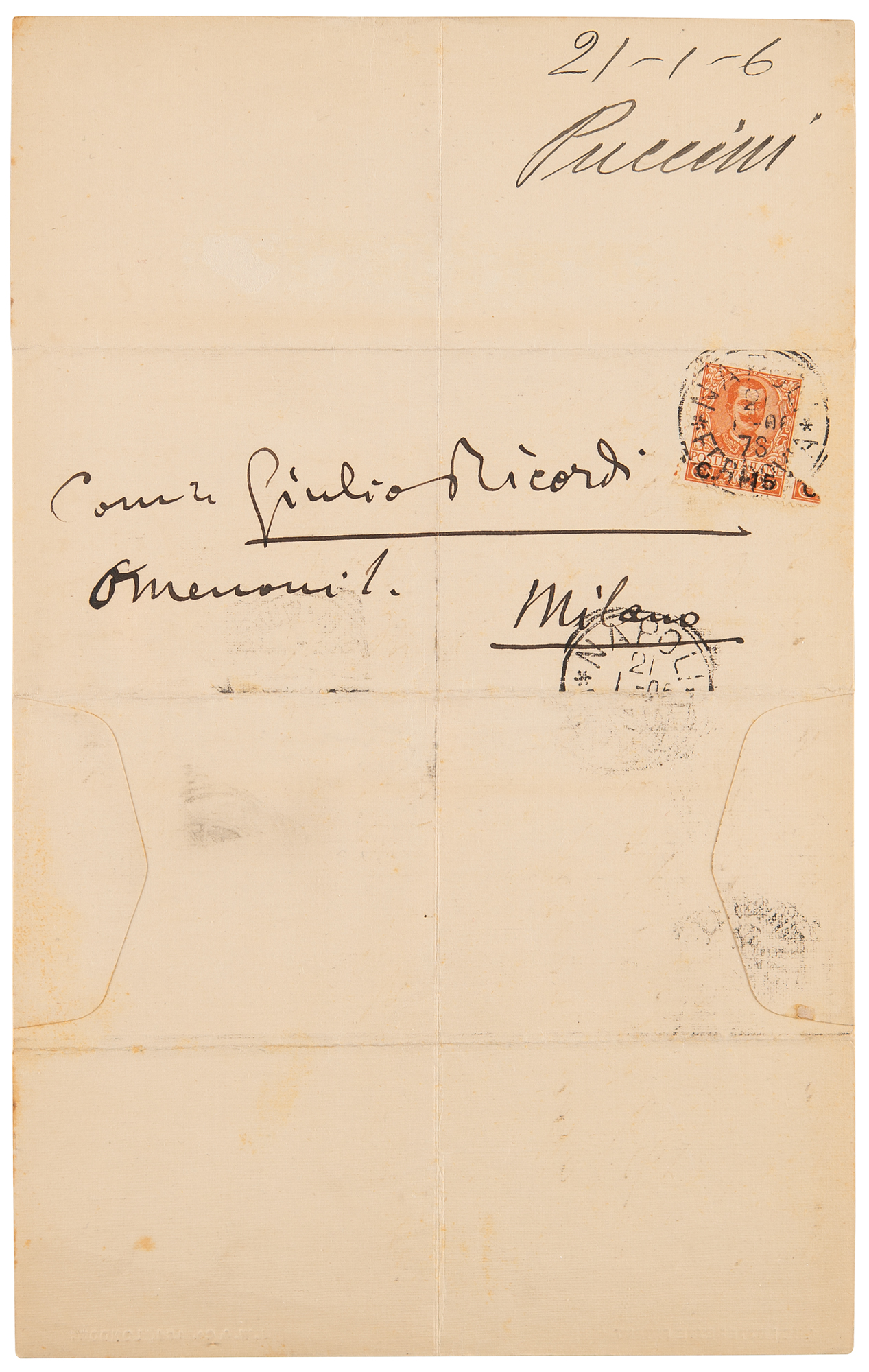 Giacomo Puccini Autograph Letter Signed on the Premiere of Madame