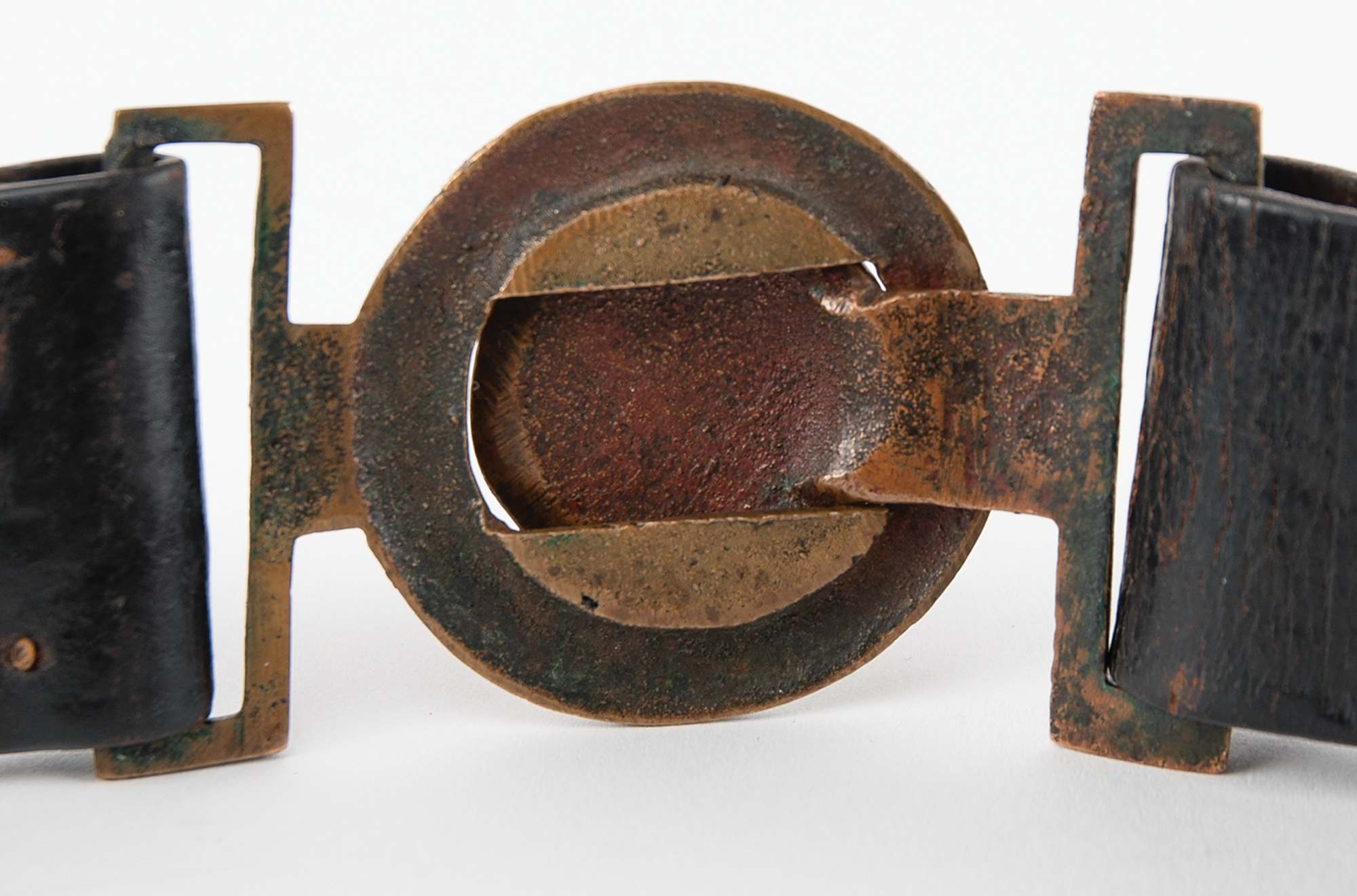 Confederate Tongue-and-Wreath 'CS' Sword Buckle with Original Leather