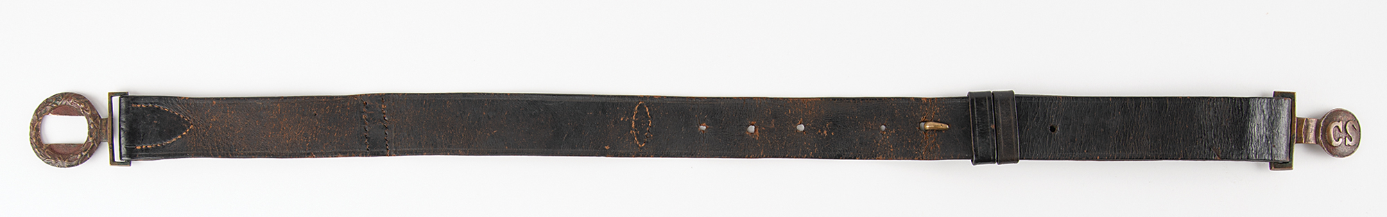 Confederate Tongue-and-Wreath 'CS' Sword Buckle with Original Leather