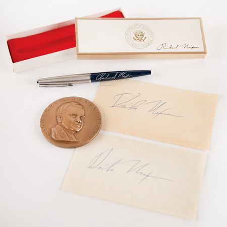 Richard Nixon (4) Items - Two Signatures, Parker 'Bill Signer' Pen,