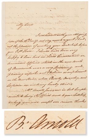Benedict Arnold Autograph Letter Signed (c. 1785), Disparaging the