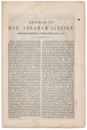 Abraham Lincoln Speech Pamphlet on Slavery and Equality (July 17,