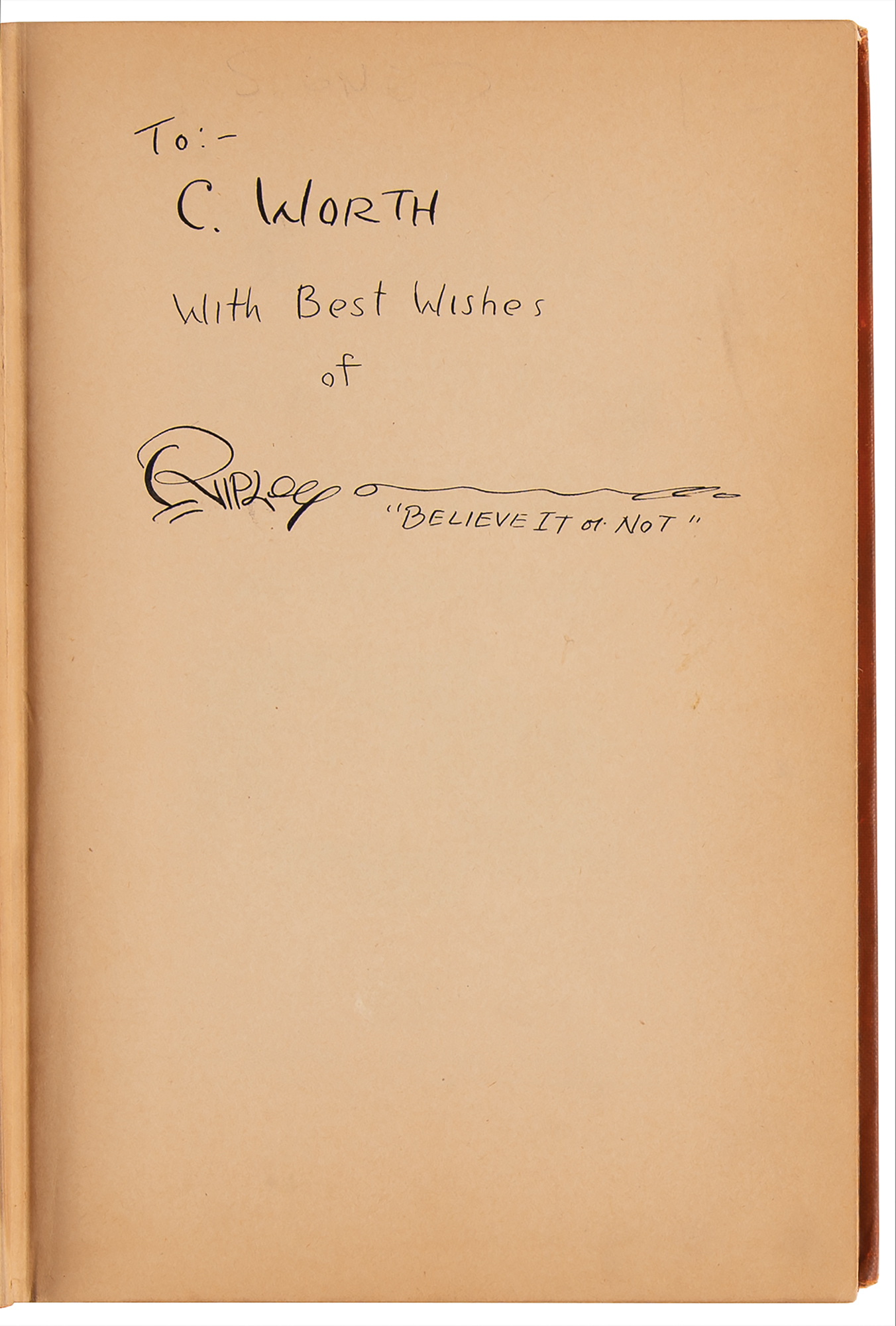 Robert Ripley Signed Book - Ripley's Big Book: Believe It or Not! | RR
