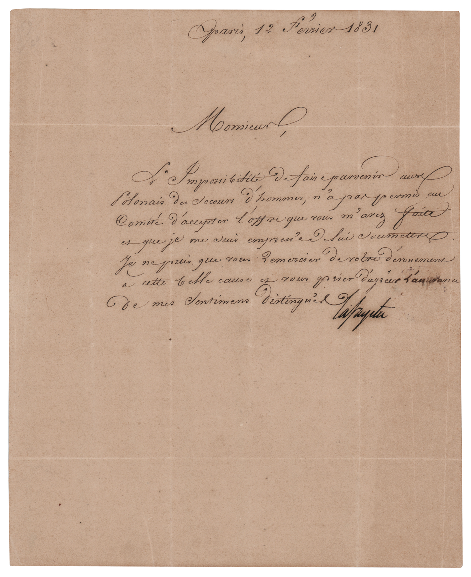Marquis de Lafayette Letter Signed | RR Auction